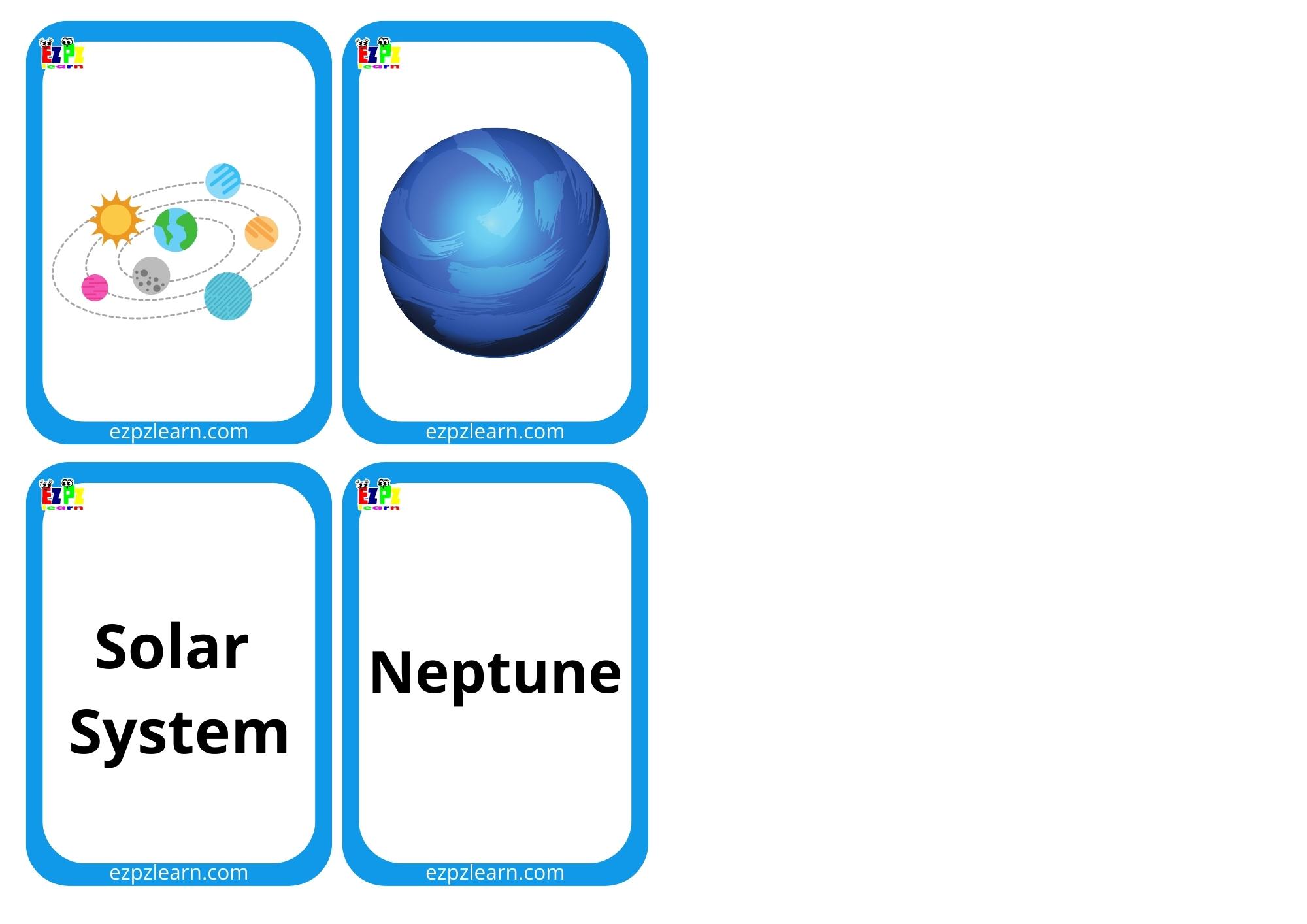 Solar System Planets Mini Cards For Kids Free PDF - Ezpzlearn.com
