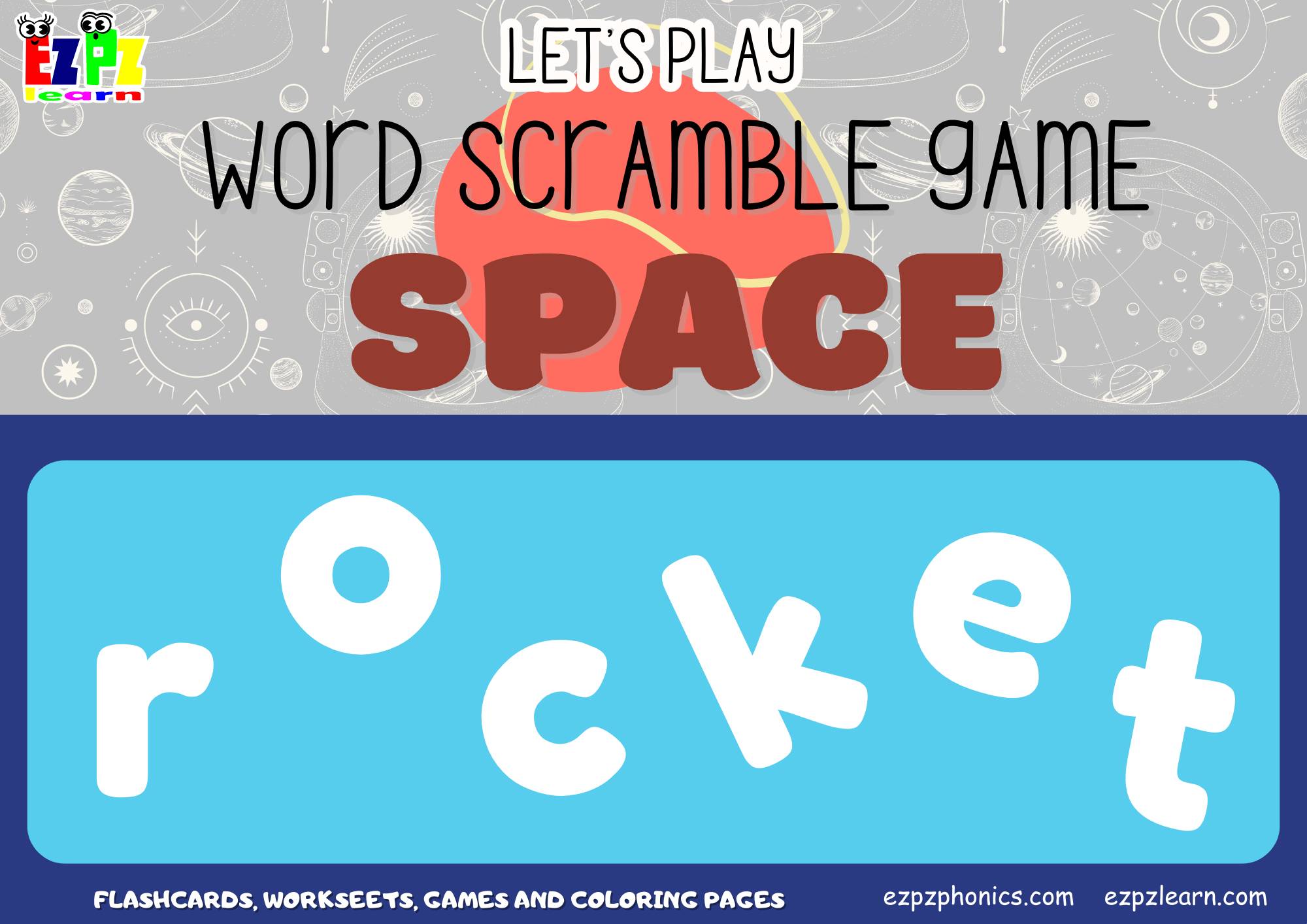 Space Vocabulary Word Scramble Guessing Game. Great for kids and ...