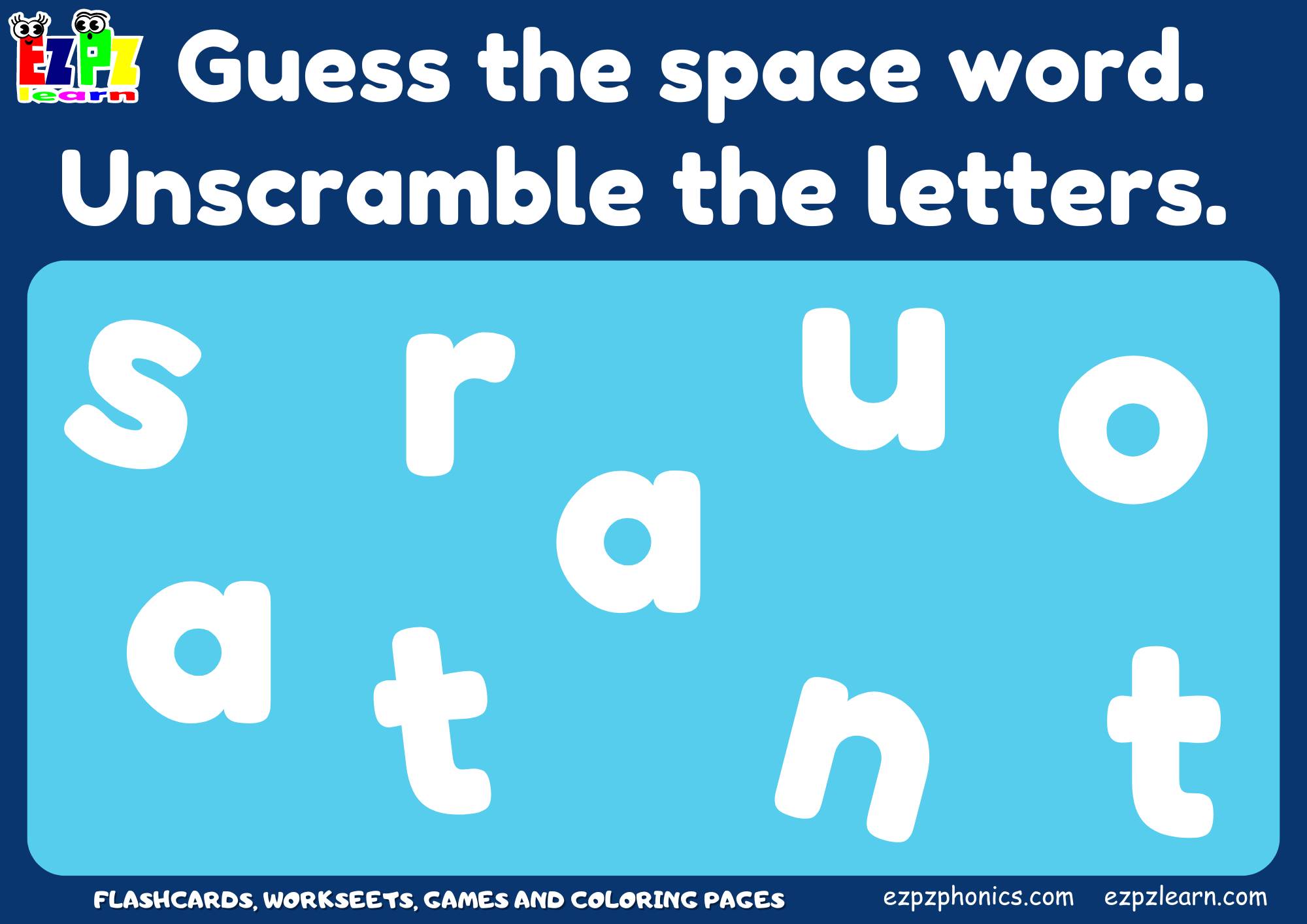 Space Vocabulary Word Scramble Guessing Game. Great for kids and ...