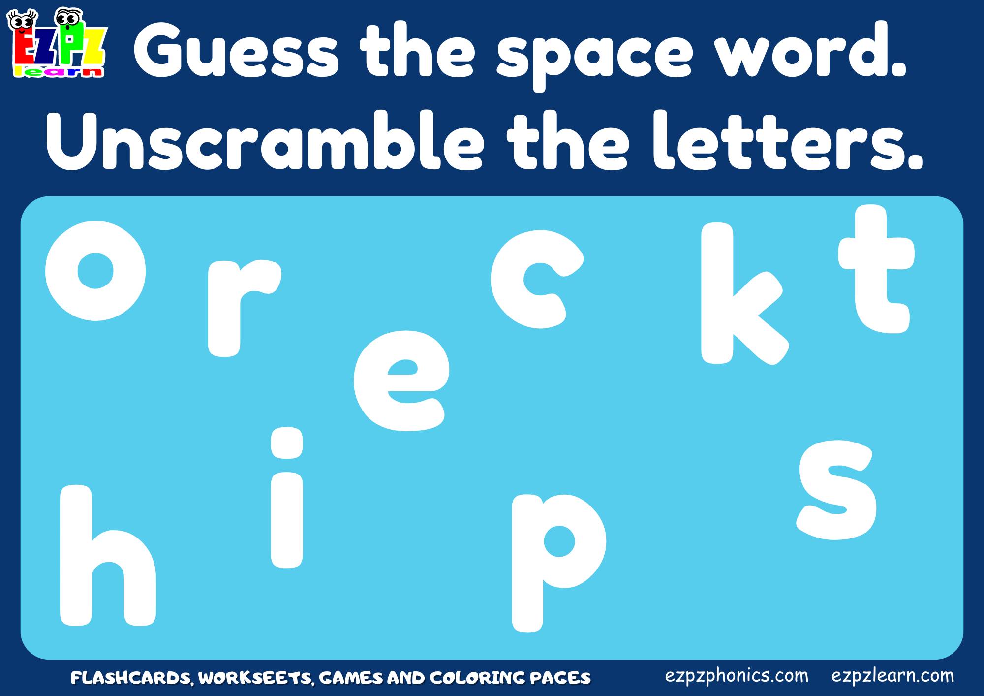 Space Vocabulary Word Scramble Guessing Game. Great for kids and ...