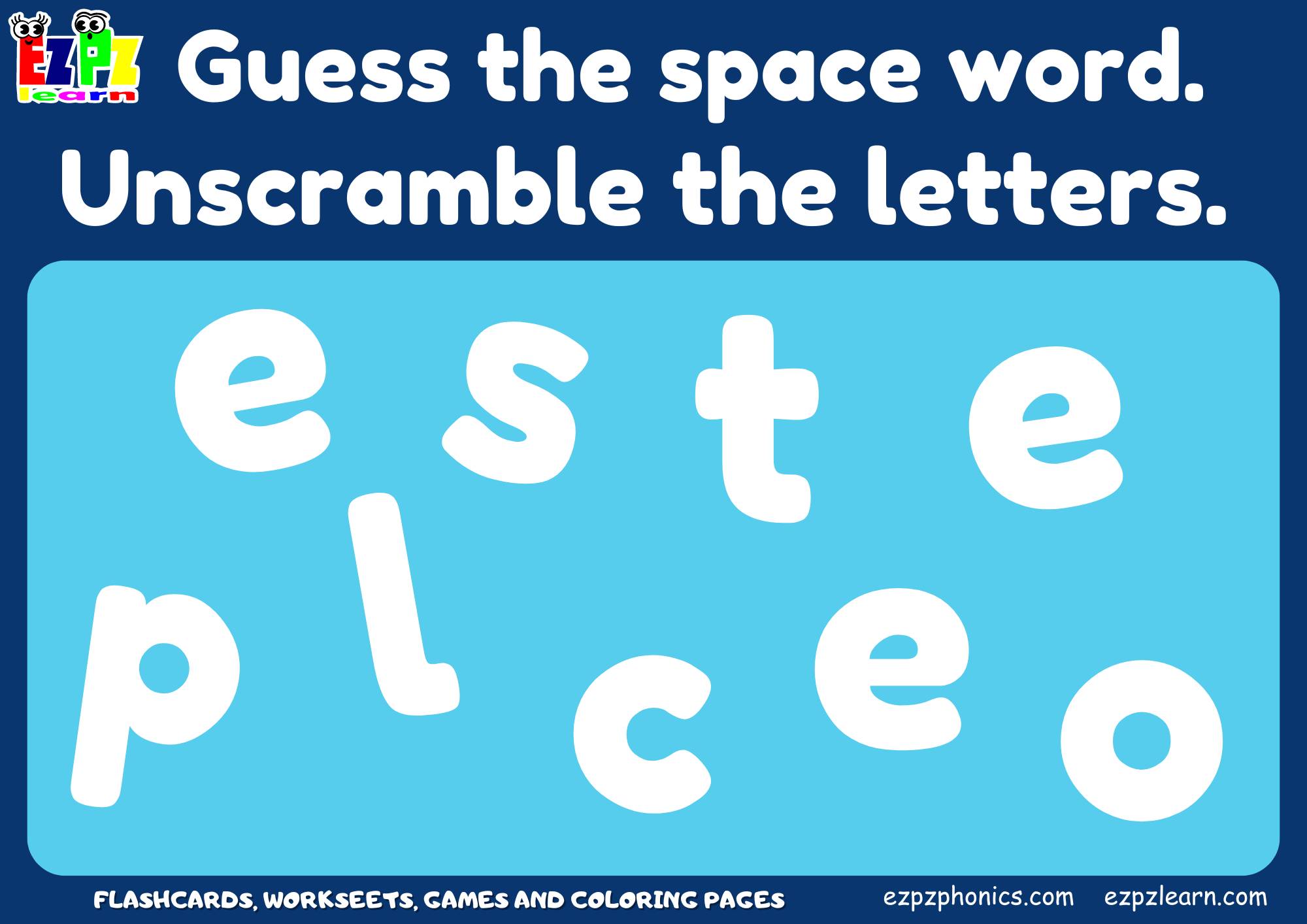 Space Vocabulary Word Scramble Guessing Game. Great for kids and ...