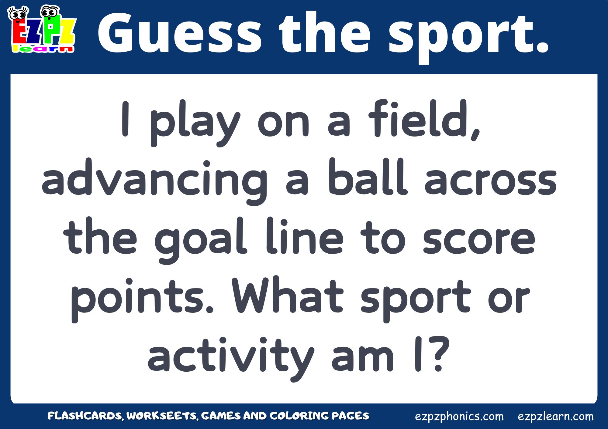 Sports Guessing Game. Read the clues and guess the sport or activity ...