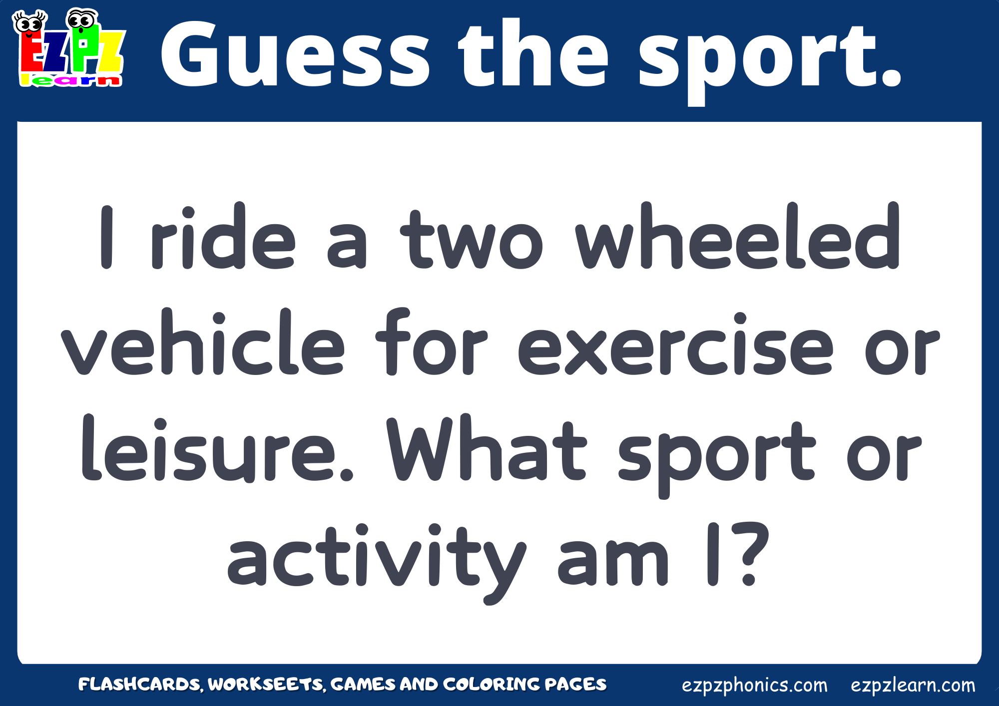 Sports Guessing Game. Read the clues and guess the sport or activity ...