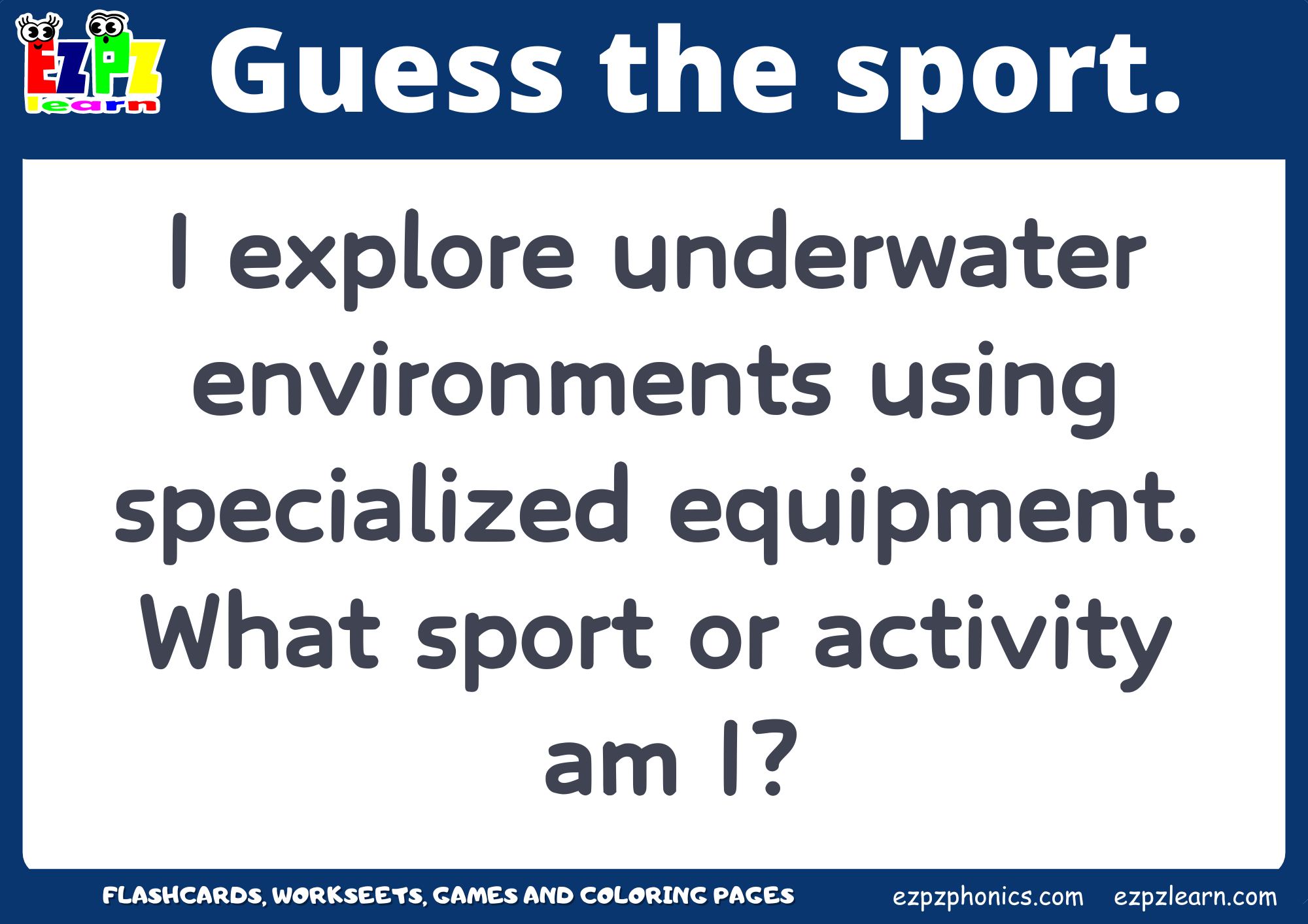 Sports Guessing Game. Read the clues and guess the sport or activity ...