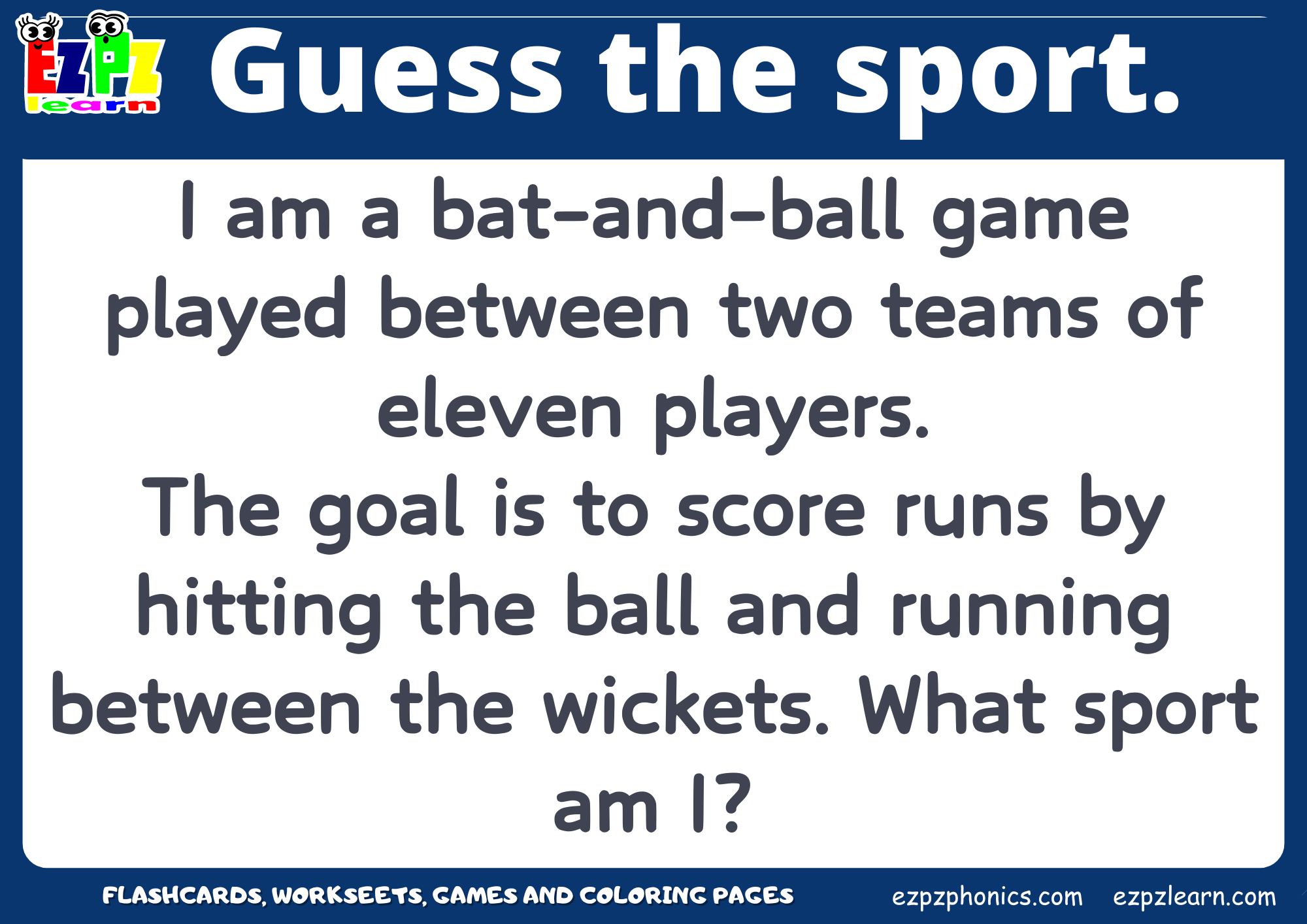 Sports Guessing Game. Read the clues and guess the sport or activity ...