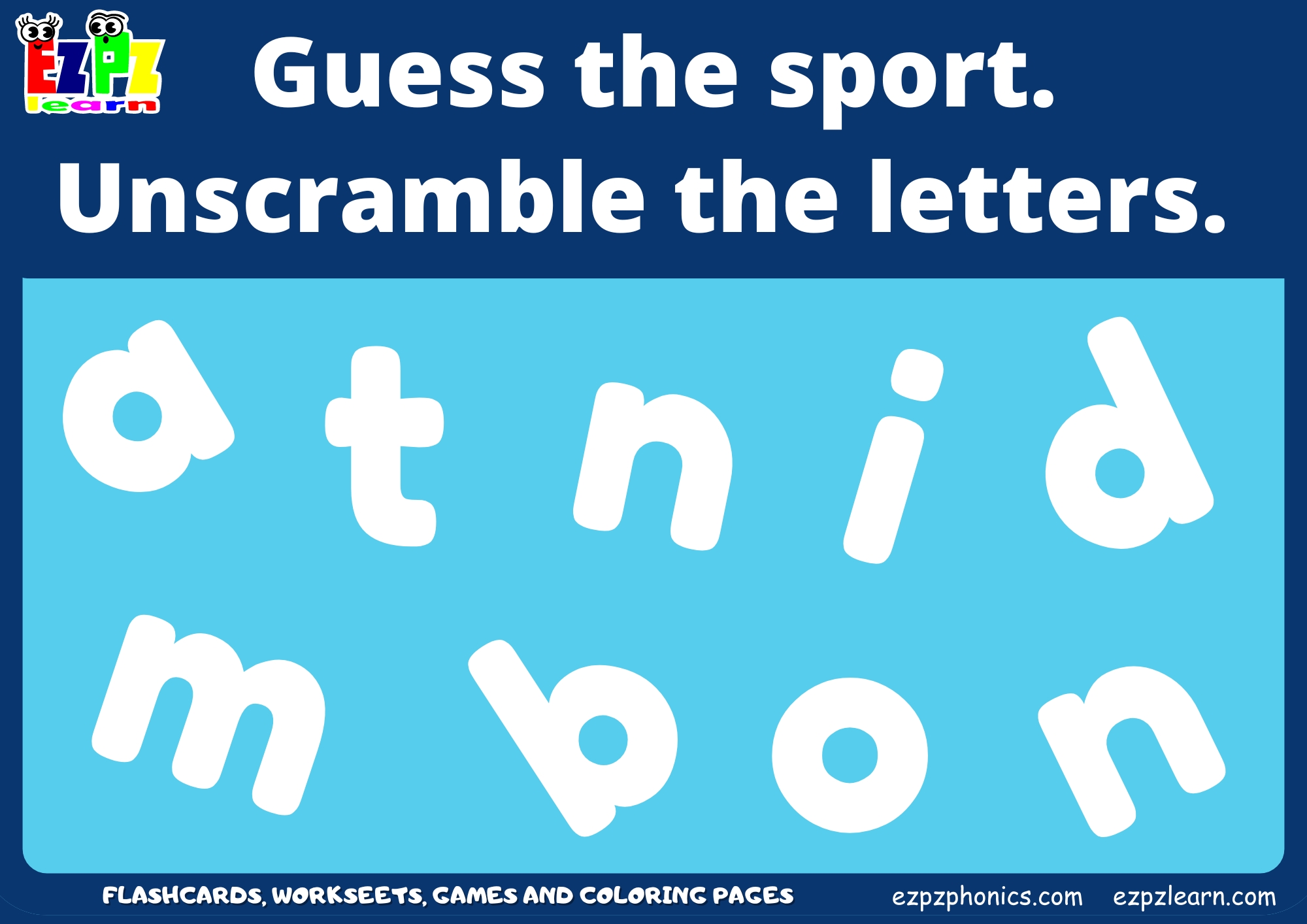 Sports Word Scramble Guessing Game for Kids and ESL Students ...