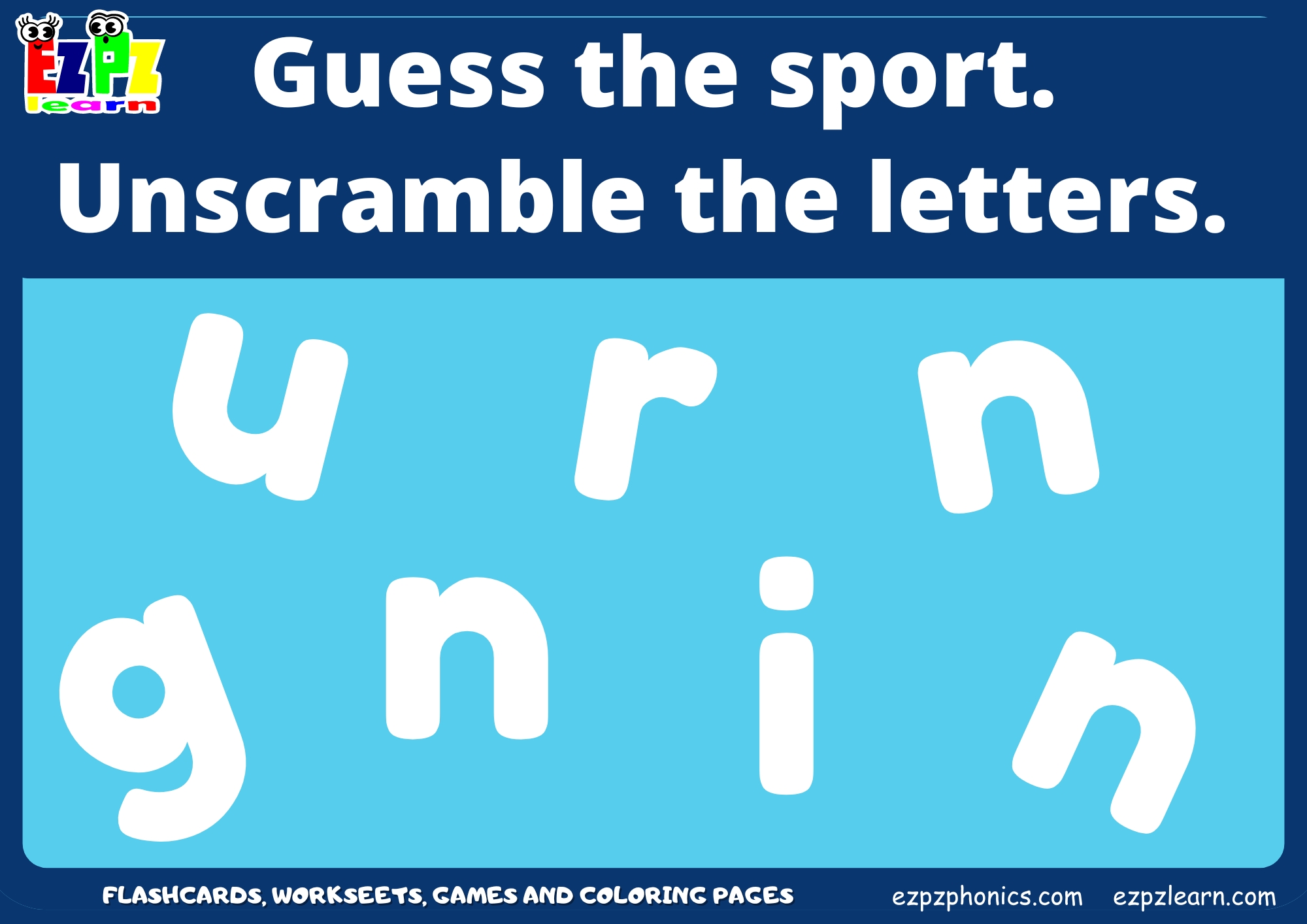 Sports Word Scramble Guessing Game for Kids and ESL Students ...