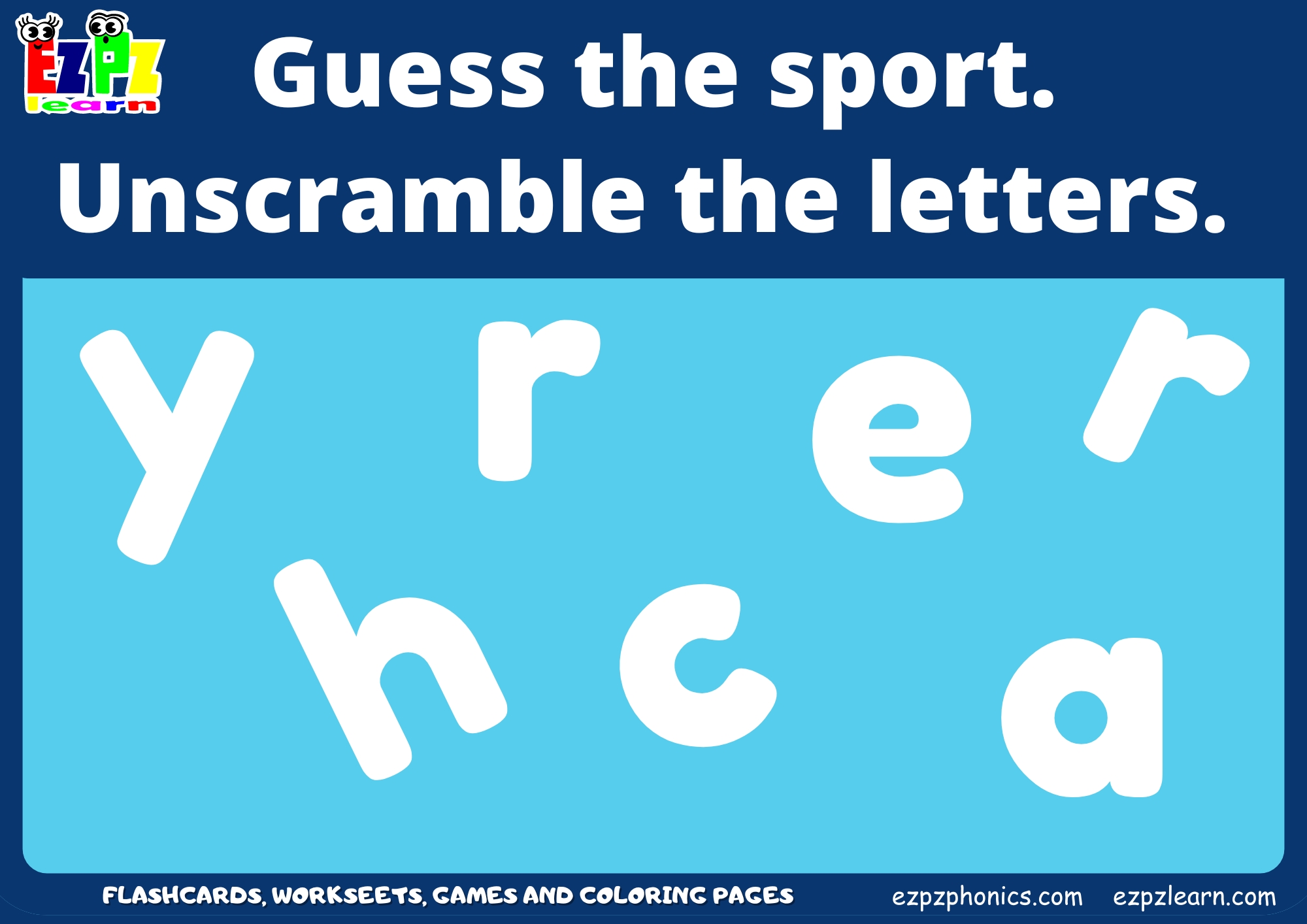 Sports Word Scramble Guessing Game - Ezpzlearn.com