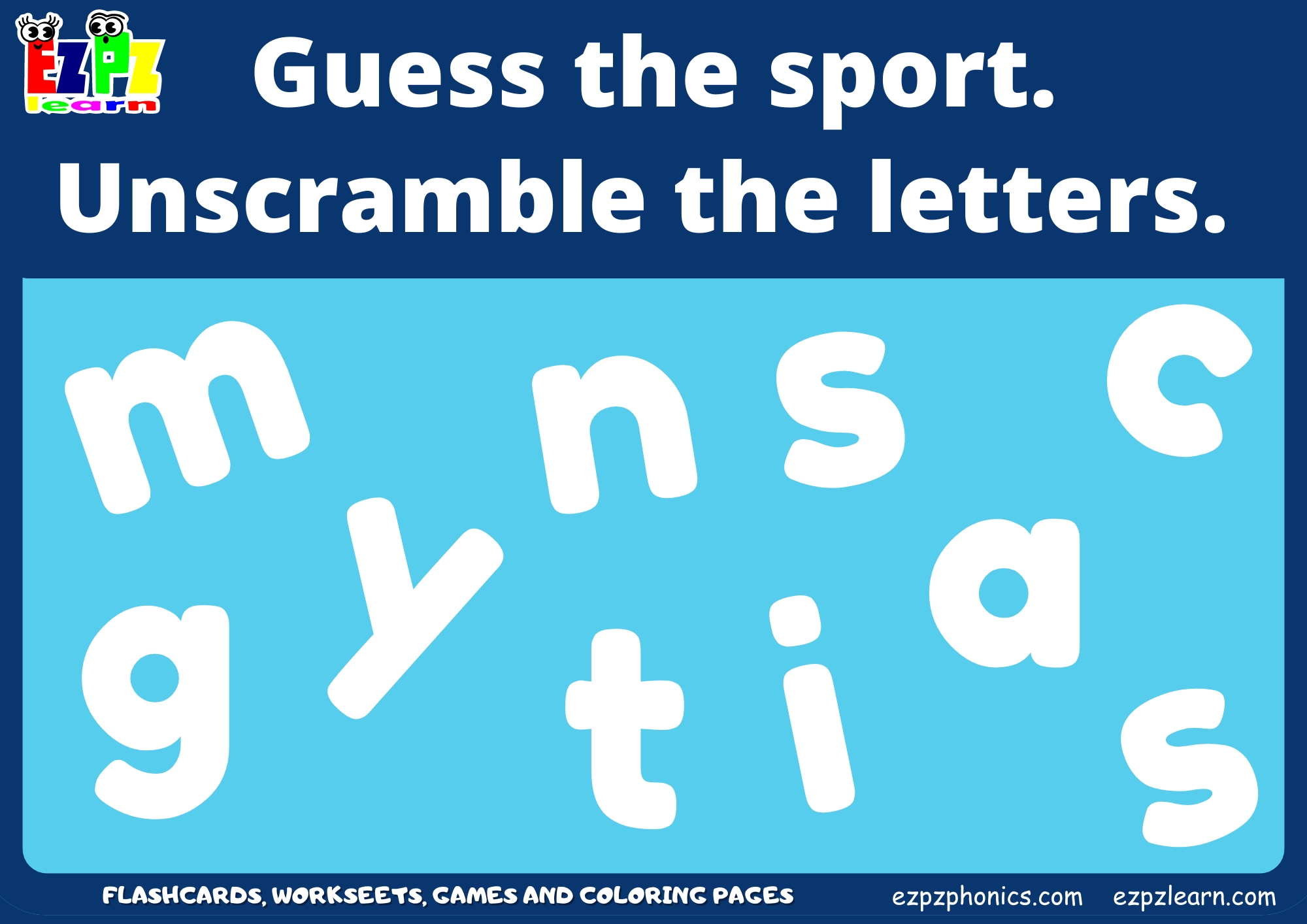 Sports Word Scramble Guessing Game for Kids and ESL Students ...