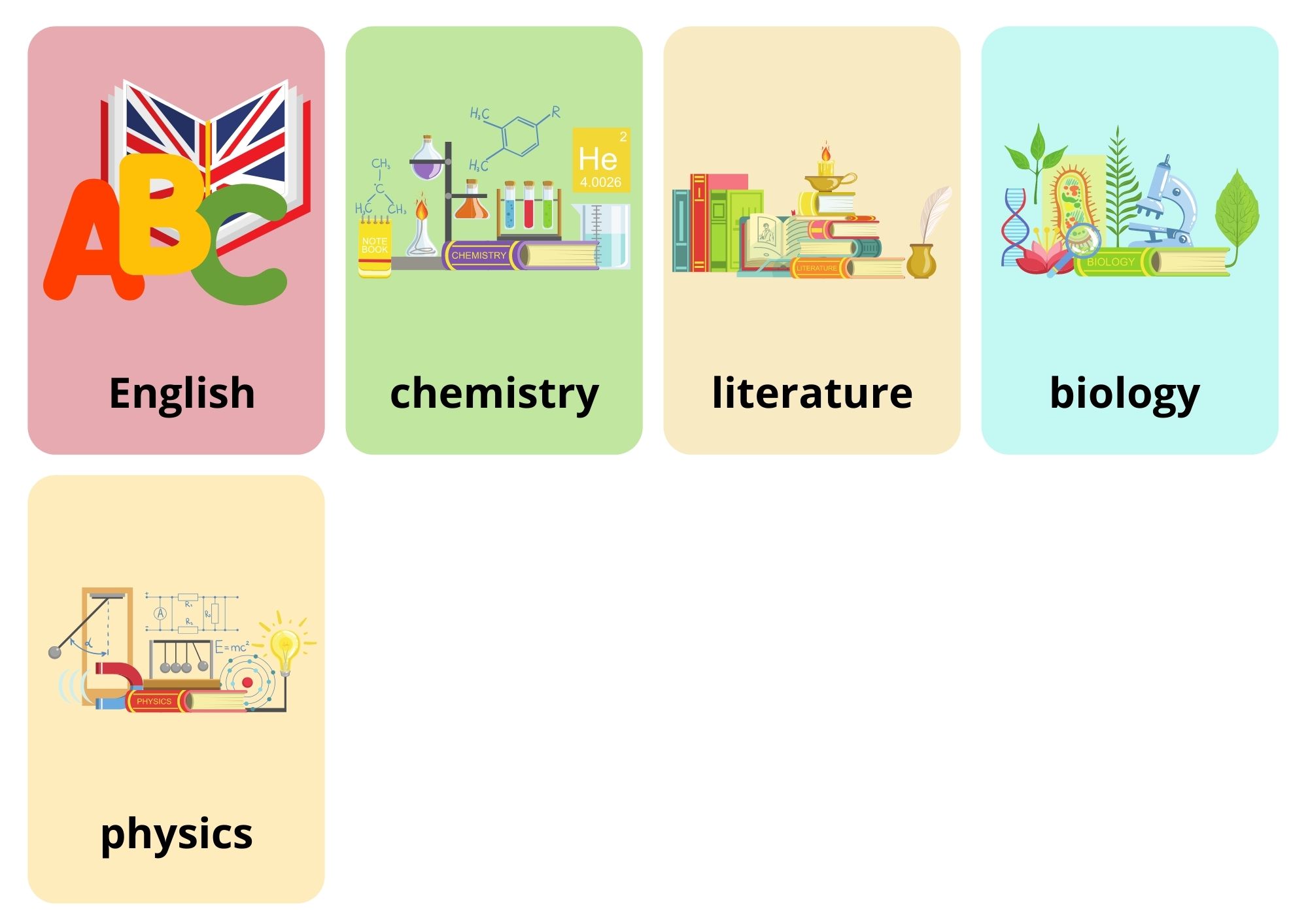 Subjects School Flashcards Without Words View Online or Free PDF ...