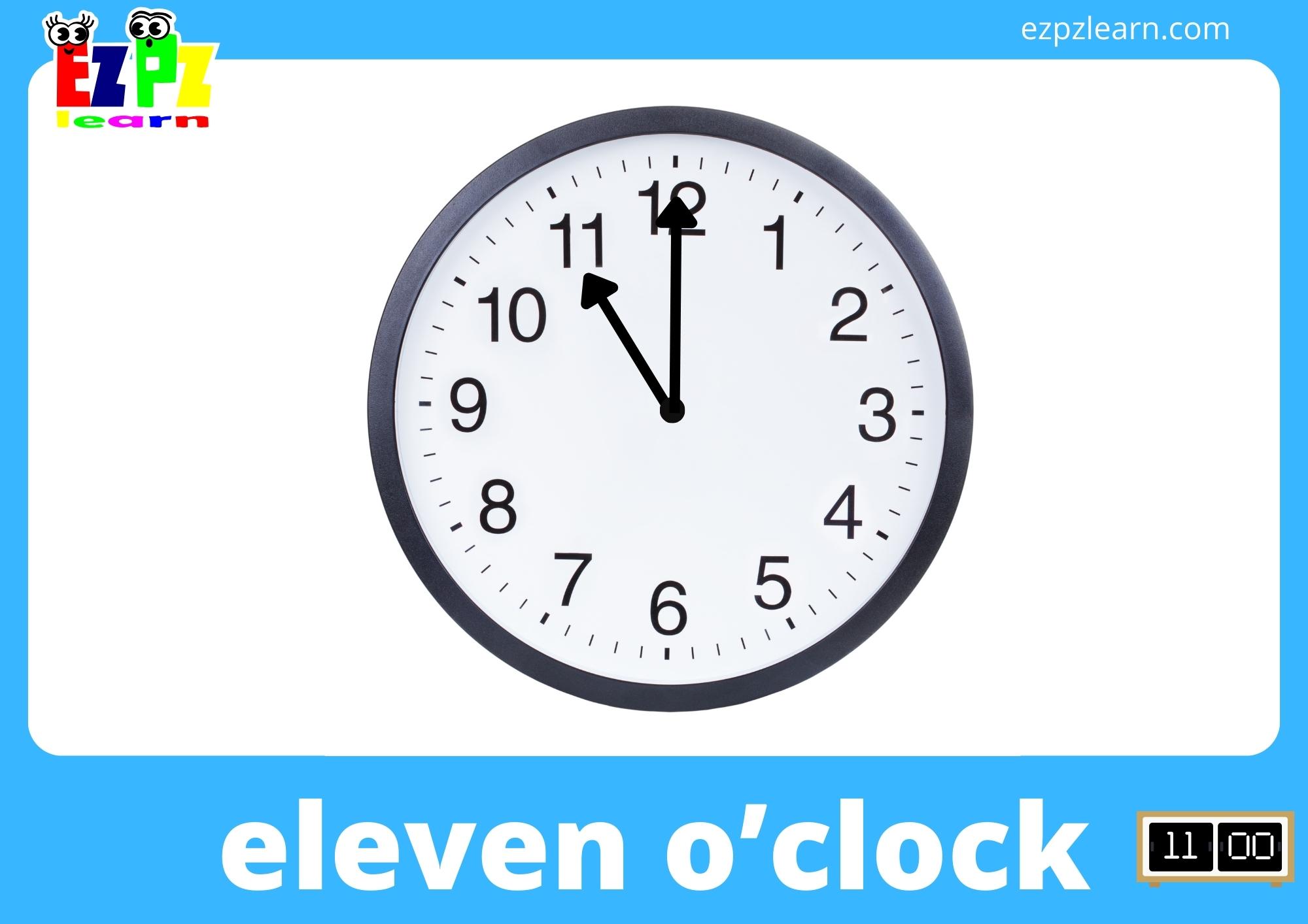 Telling Time to the Hour Flashcards For Kindergarten and English ...