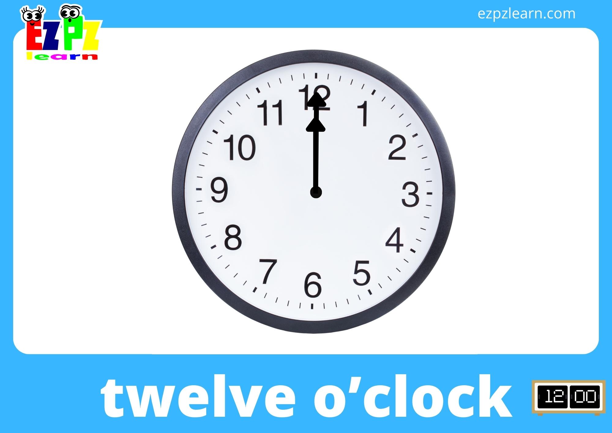 Telling Time to the Hour Flashcards For Kindergarten and English ...
