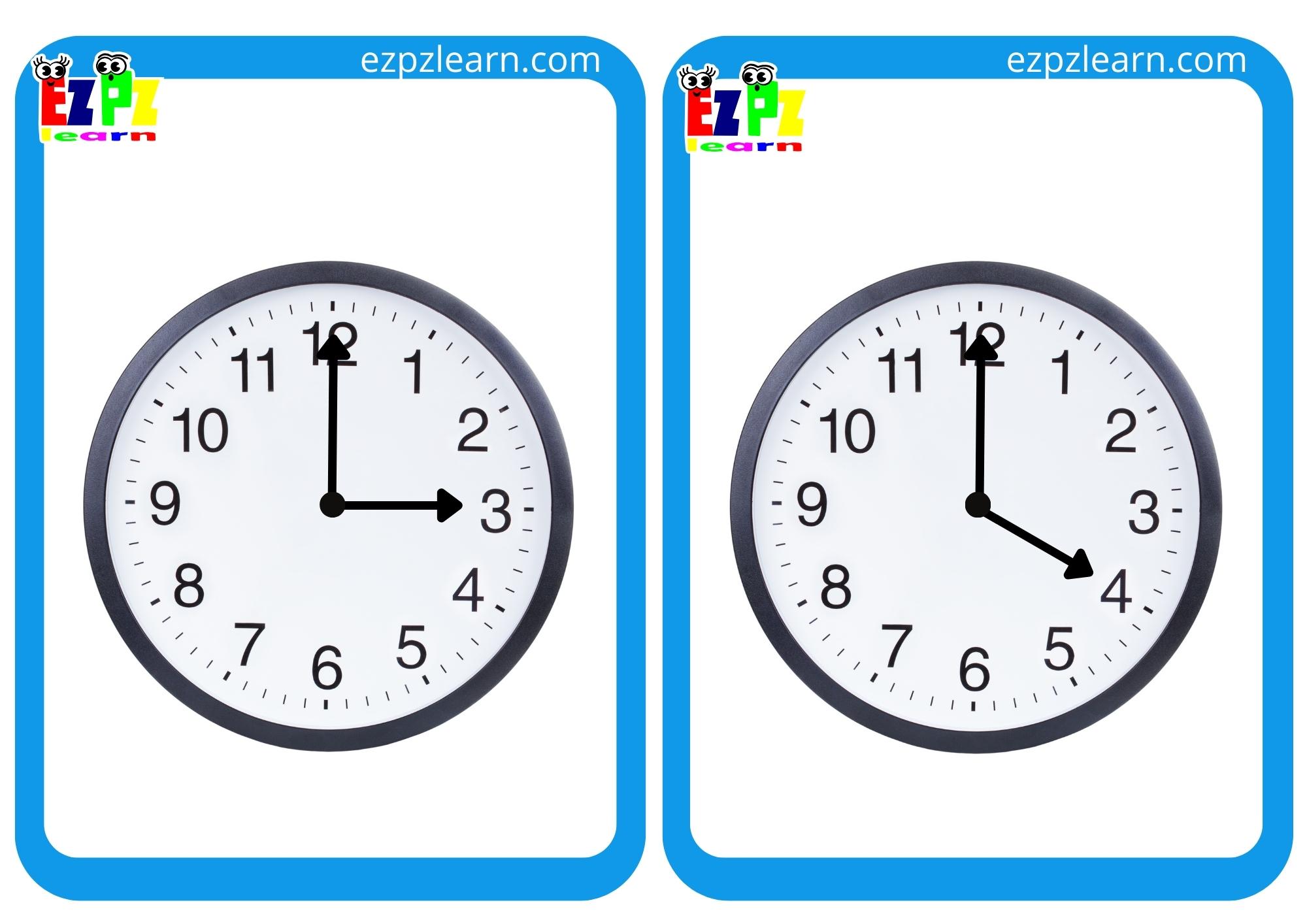 Telling Time to the Hour Half Page Flashcards For Kindergarten and ...