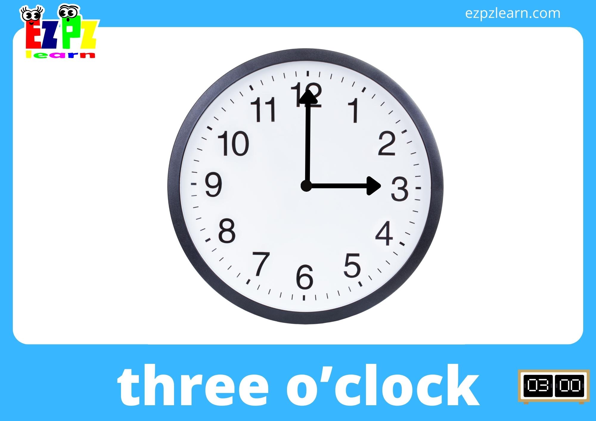 Telling Time to the Hour Flashcards For Kindergarten and English ...