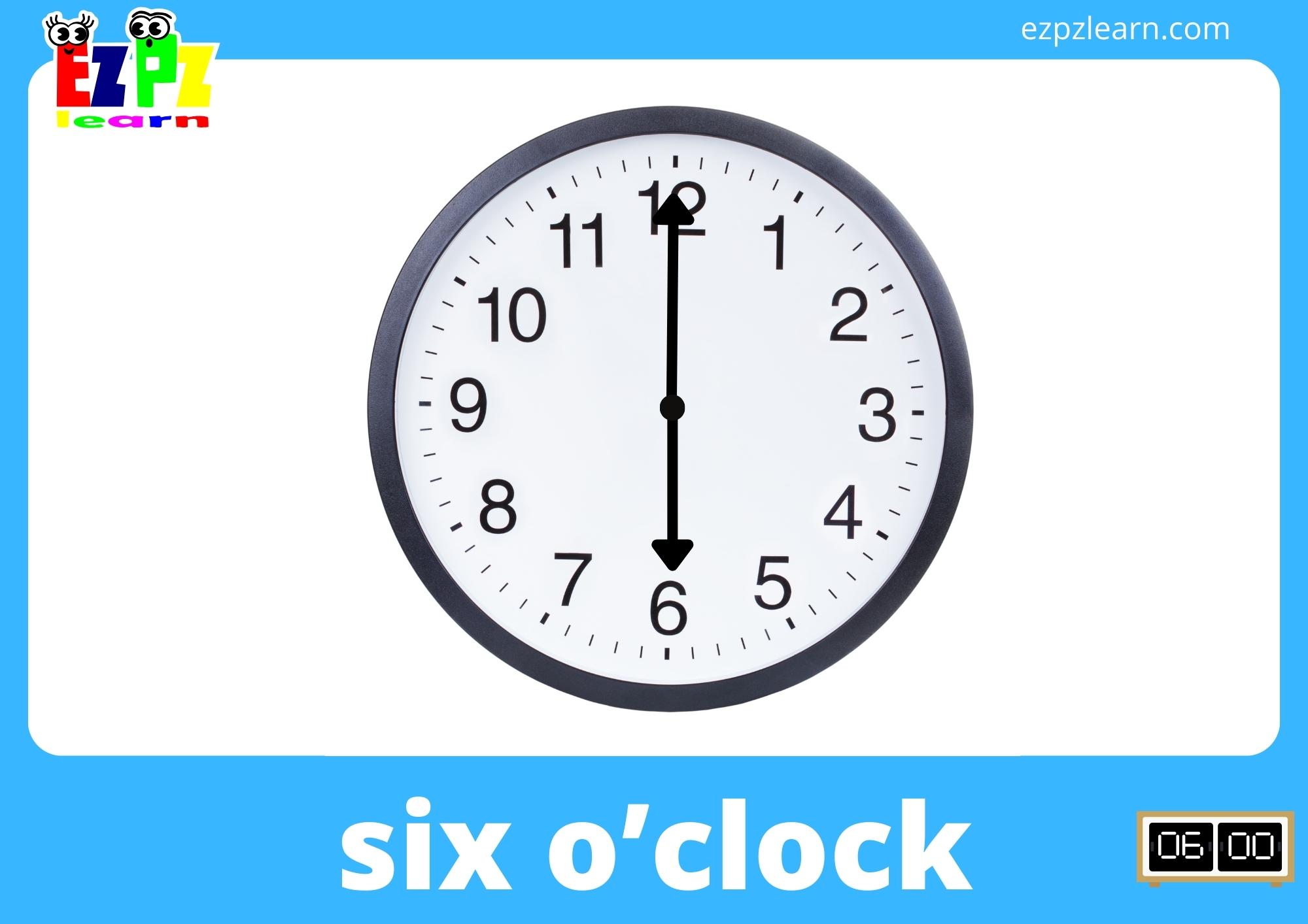 Telling Time to the Hour Flashcards For Kindergarten and English ...