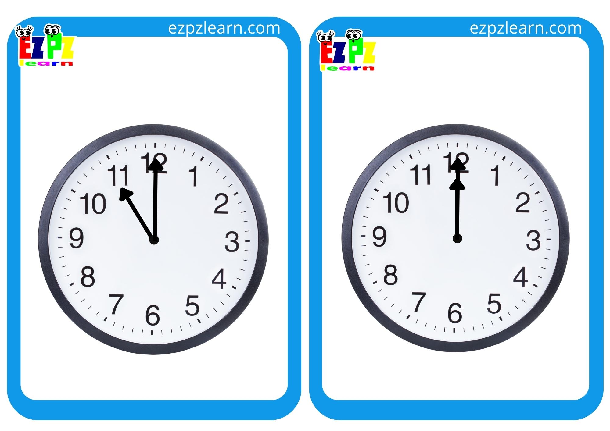 Telling Time to the Hour Half Page Flashcards For Kindergarten and ...