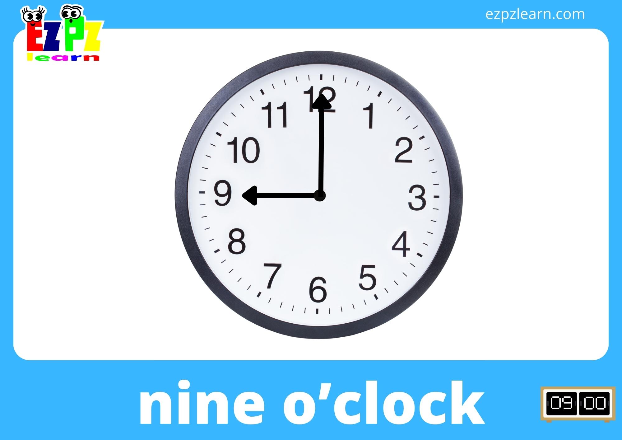 Telling Time to the Hour Flashcards For Kindergarten and English ...