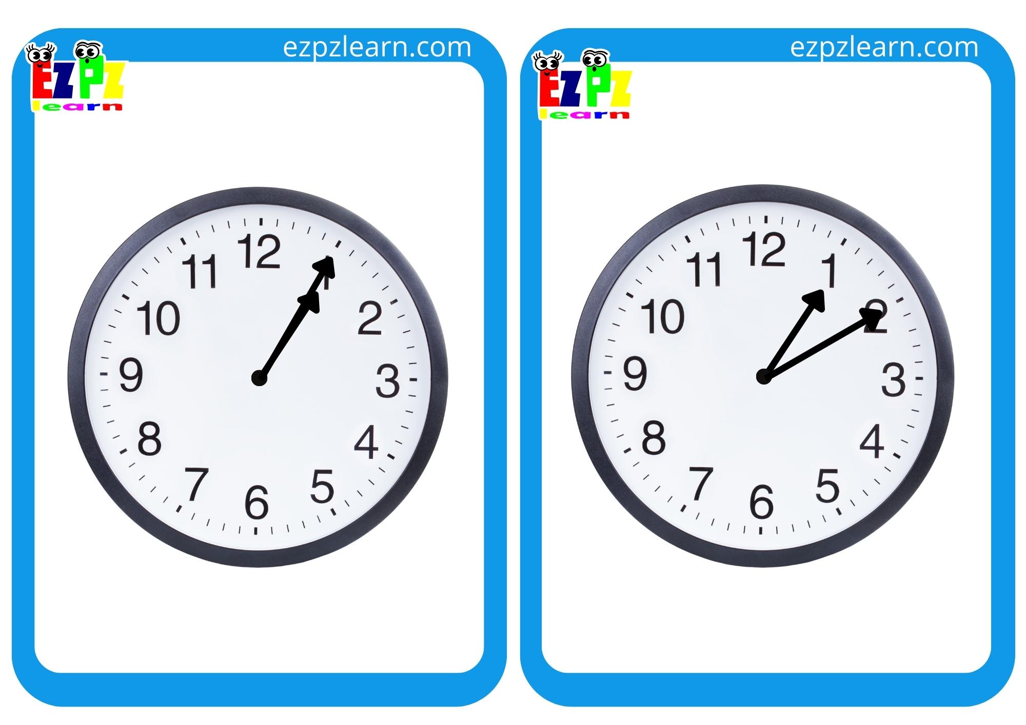 Telling Time in Five Minute Intervals Half Page Flashcards For ...