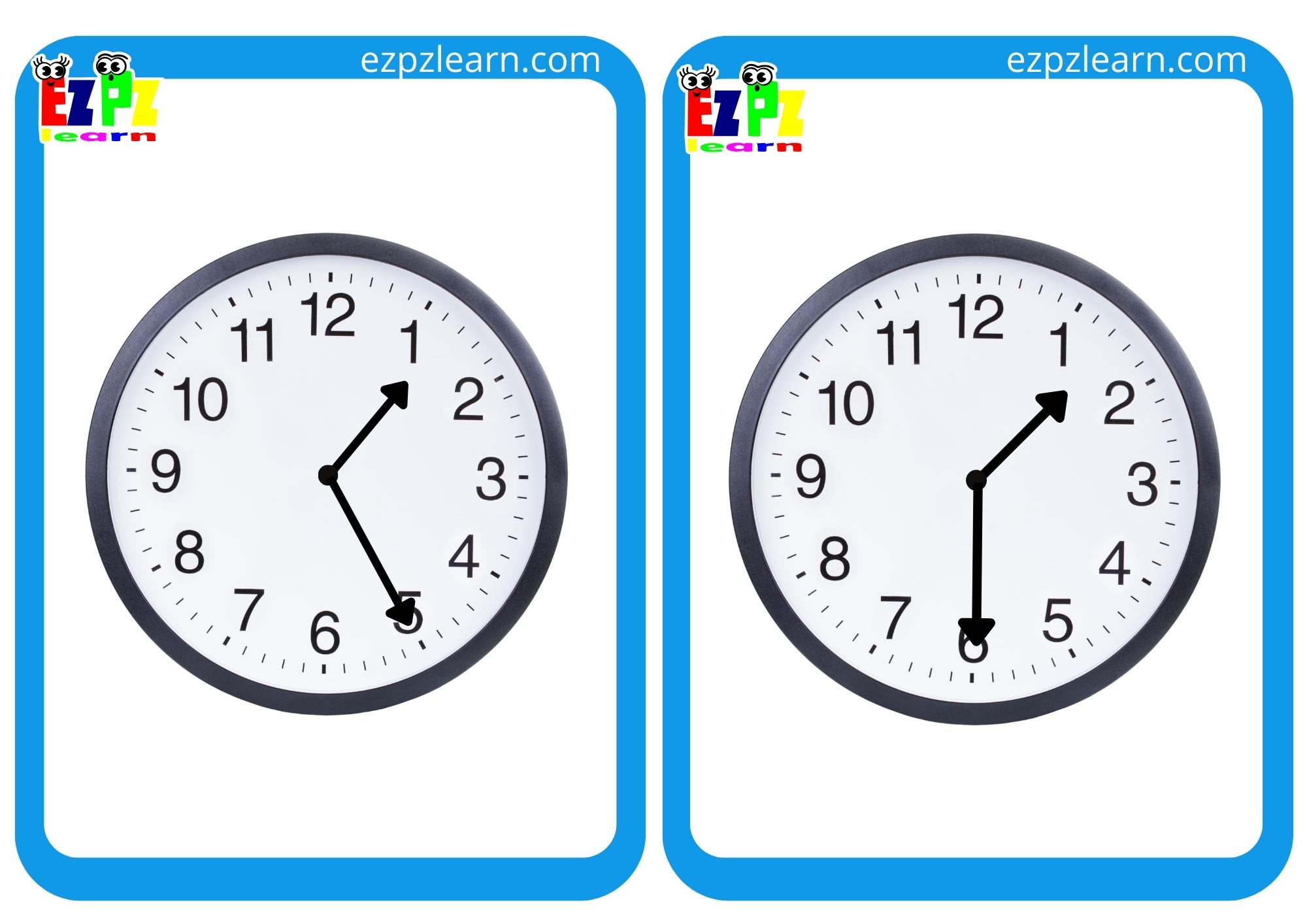 Telling Time in Five Minute Intervals Half Page Flashcards For ...