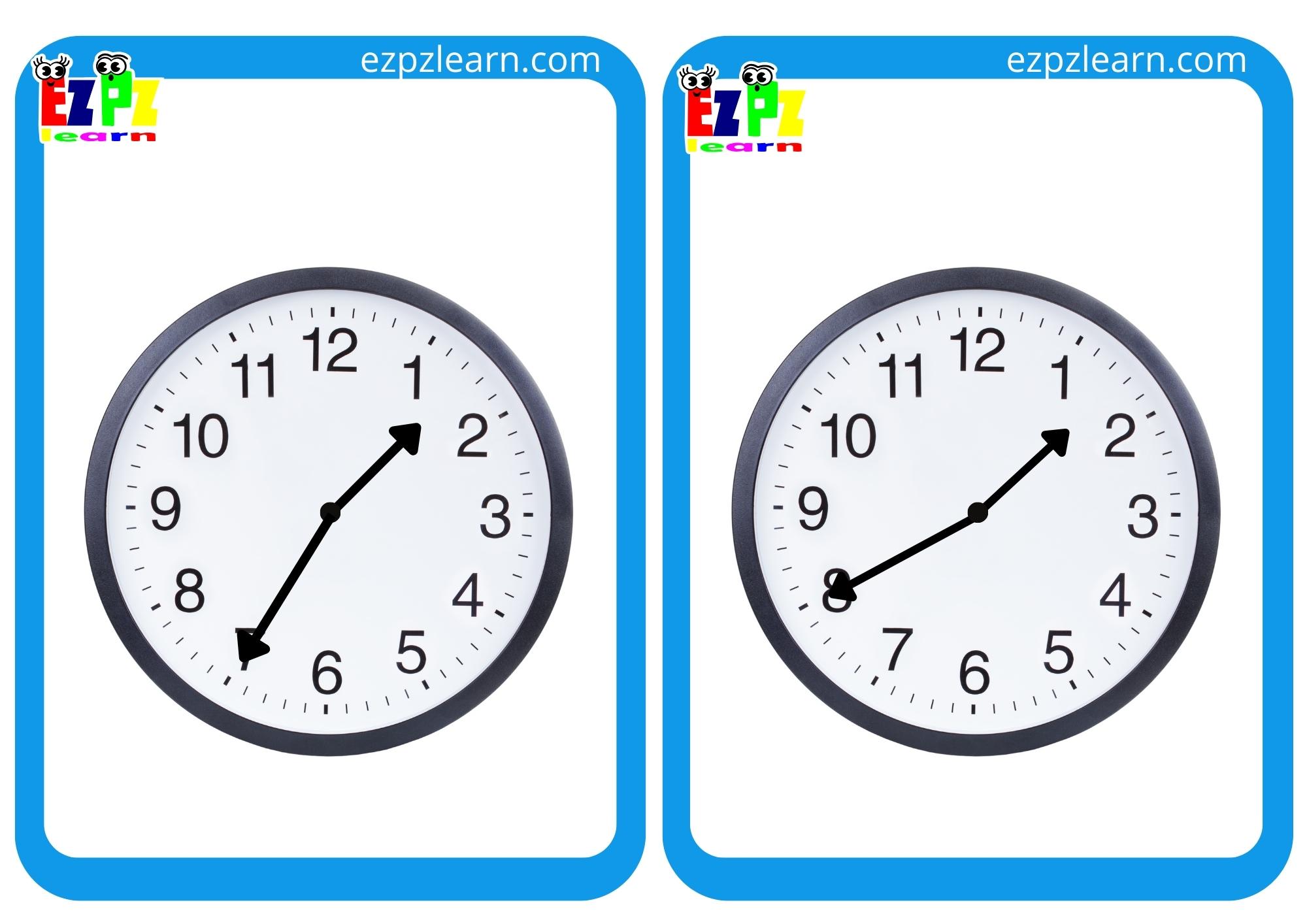Telling Time in Five Minute Intervals Half Page Flashcards For ...