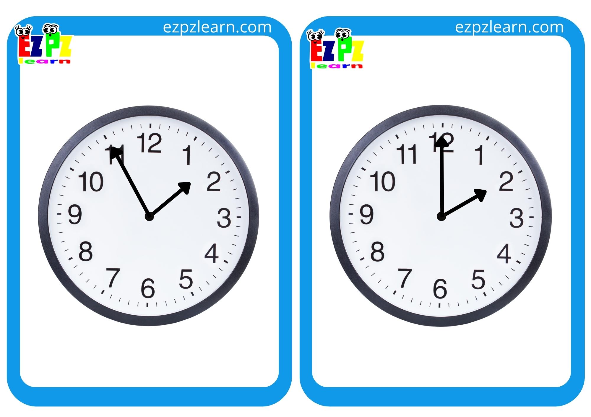 Telling Time in Five Minute Intervals Half Page Flashcards For ...