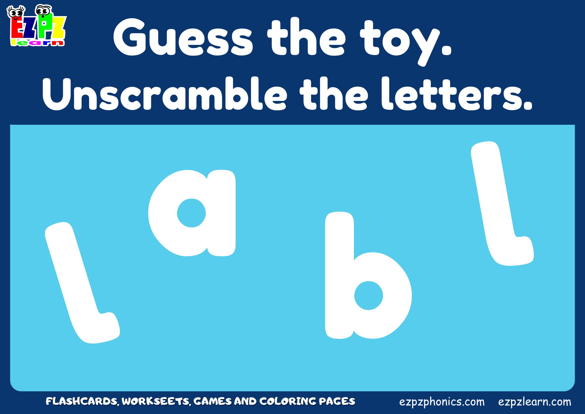 Toys Vocabulary Word Scramble Guessing Game. Great for kids and English ...