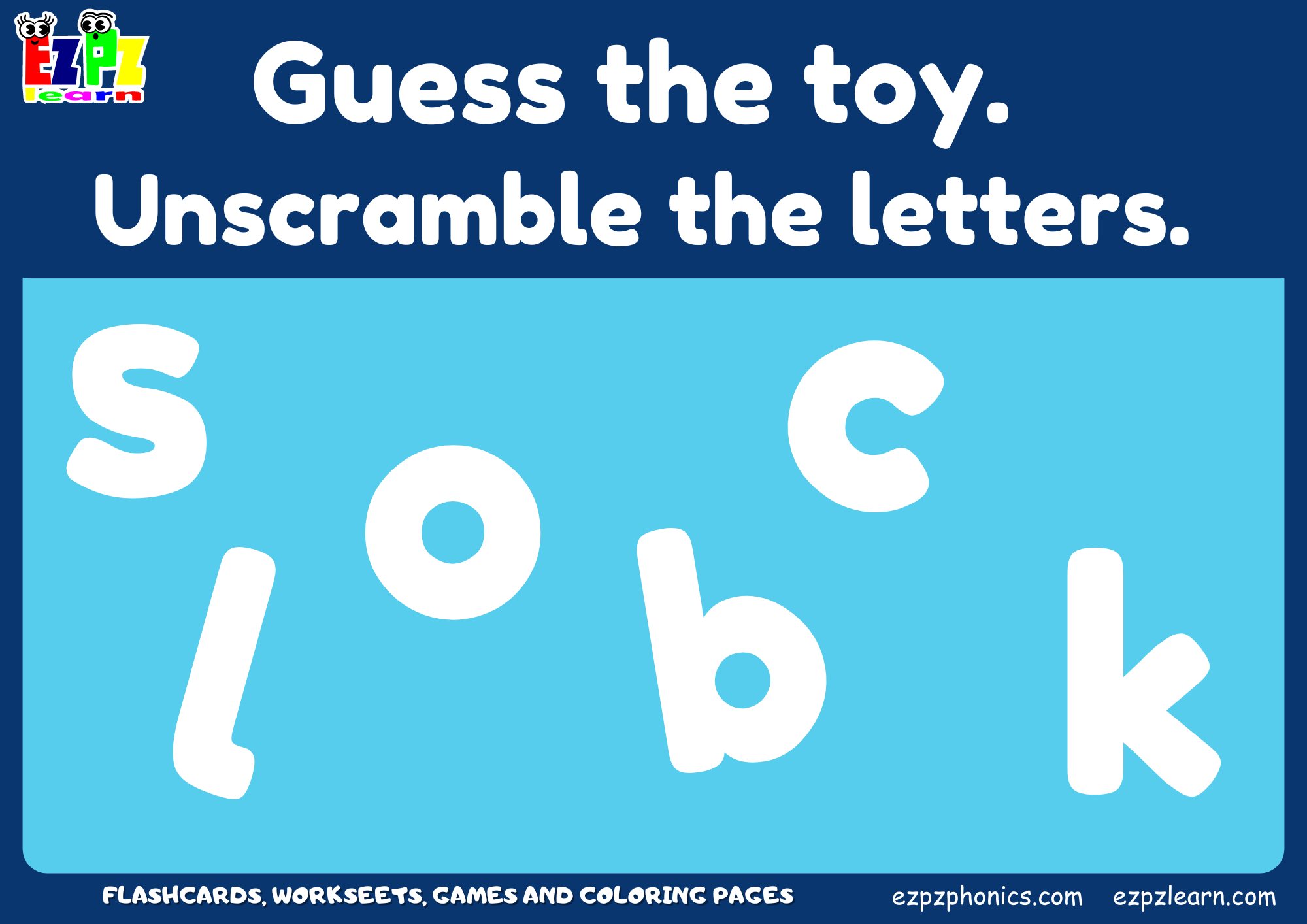 Toys Vocabulary Word Scramble Guessing Game. Great for kids and English ...