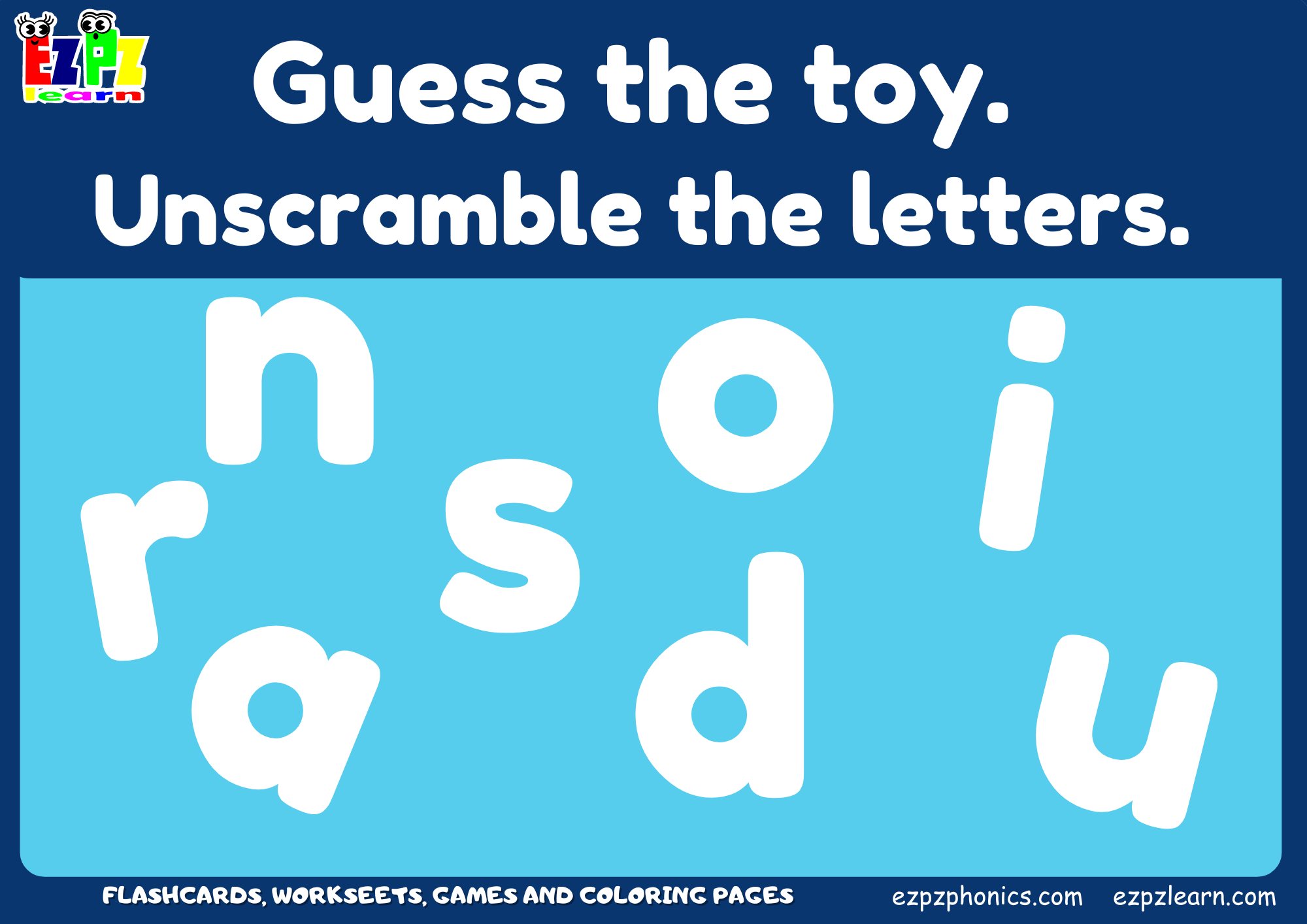 Toys Vocabulary Word Scramble Guessing Game. Great for kids and English ...