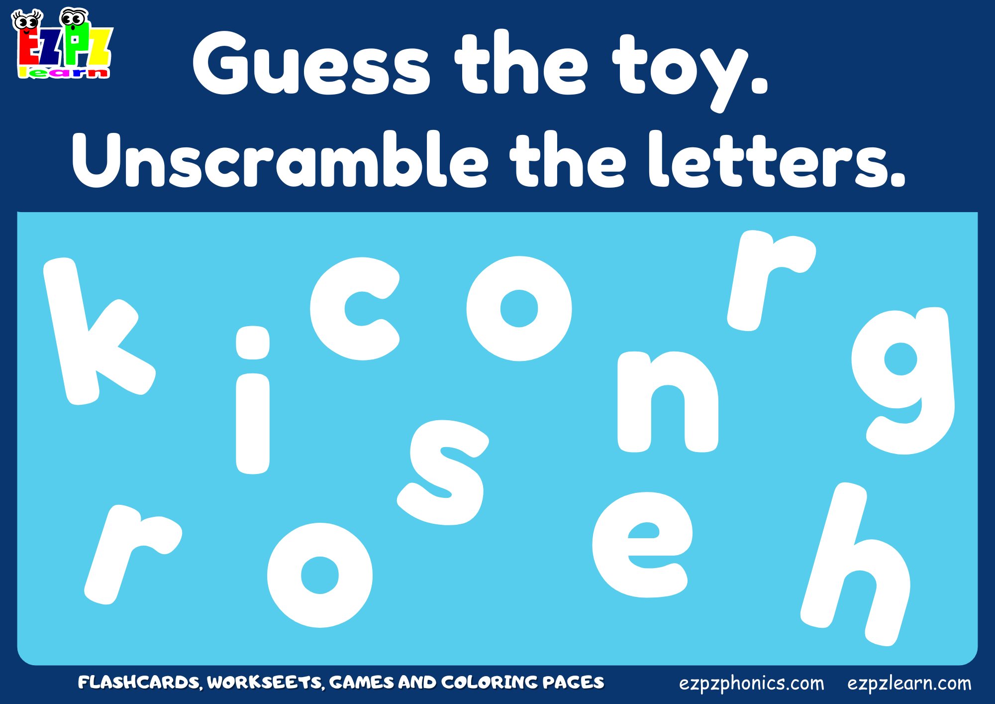 Toys Vocabulary Word Scramble Guessing Game. Great for kids and English ...