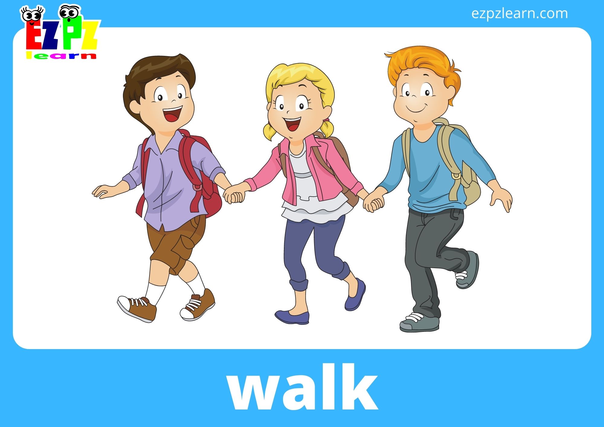 Action Verbs Flashcards With Words - Ezpzlearn.com