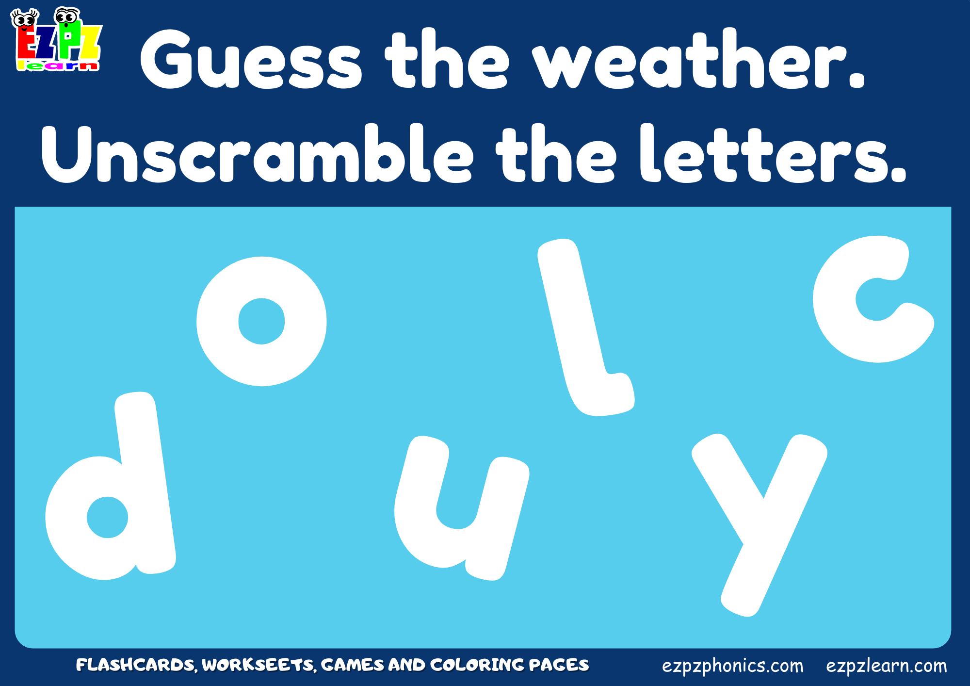 Weather Vocabulary Word Scramble Guessing Game. Great for kids and ...