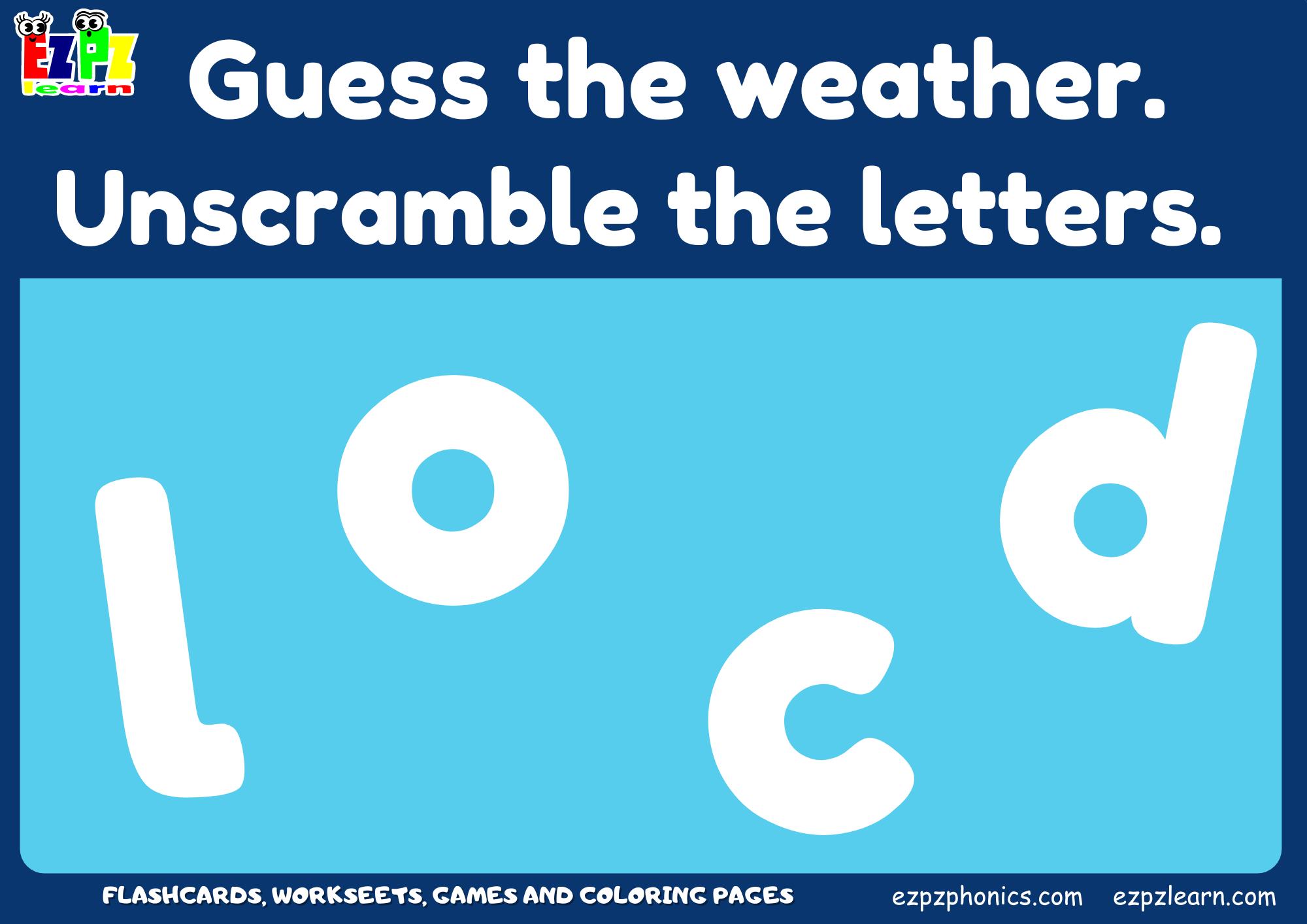 Weather Vocabulary Word Scramble Guessing Game. Great for kids and ...