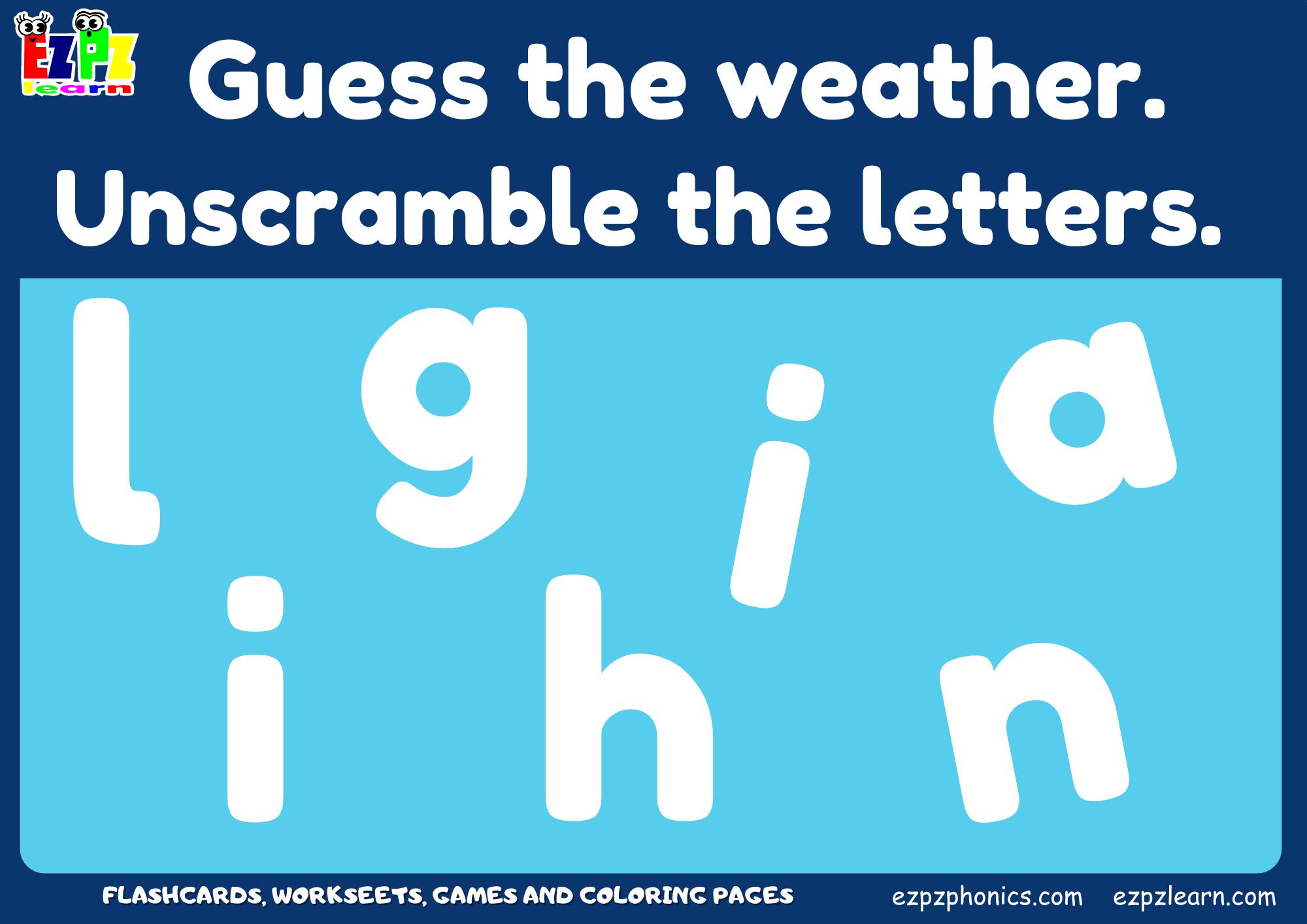 Weather Vocabulary Word Scramble Guessing Game. Great for kids and ...