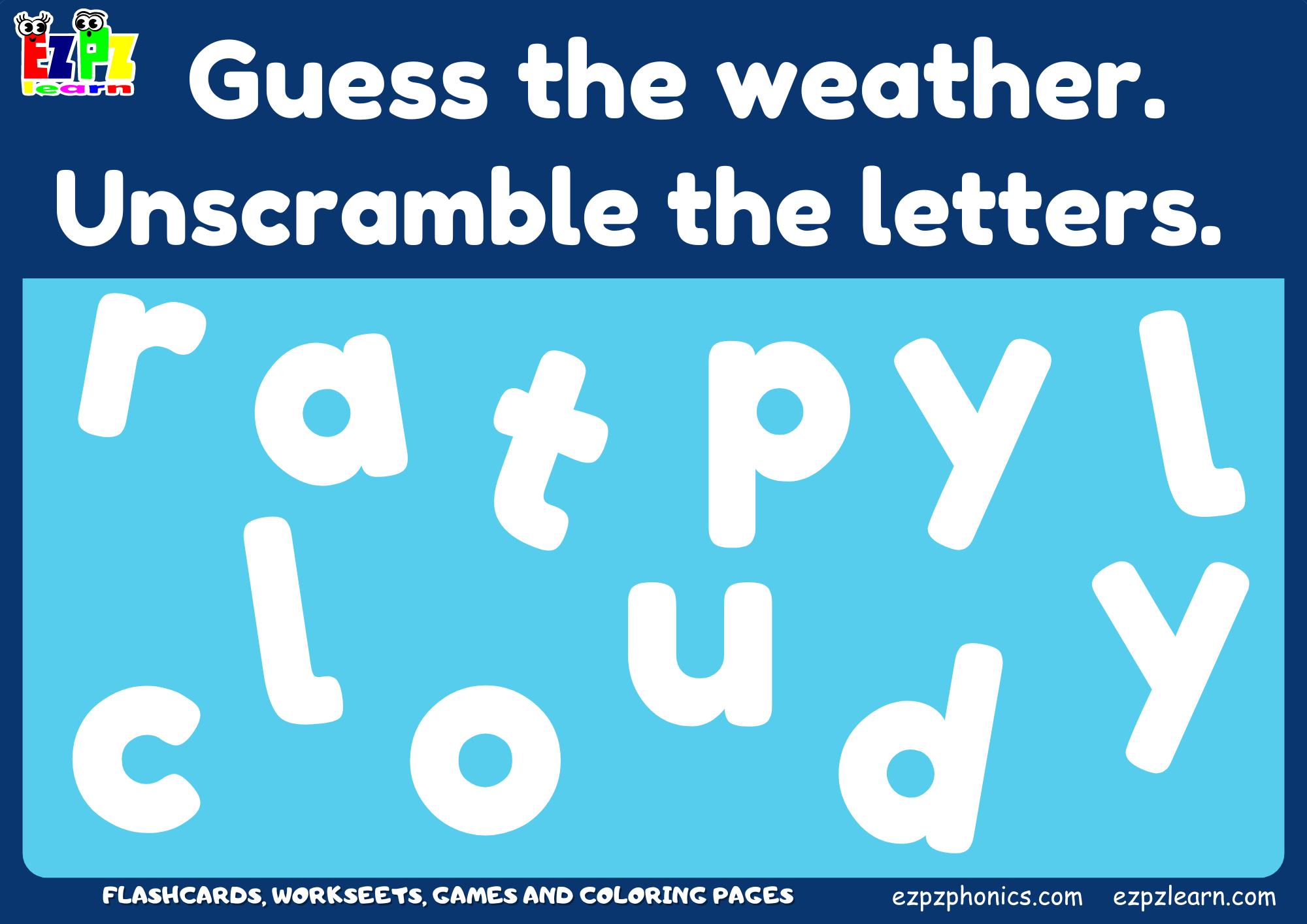 Weather Vocabulary Word Scramble Guessing Game. Great for kids and ...