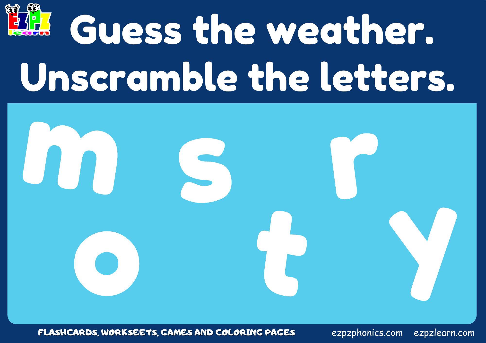 Weather Vocabulary Word Scramble Guessing Game. Great for kids and ...