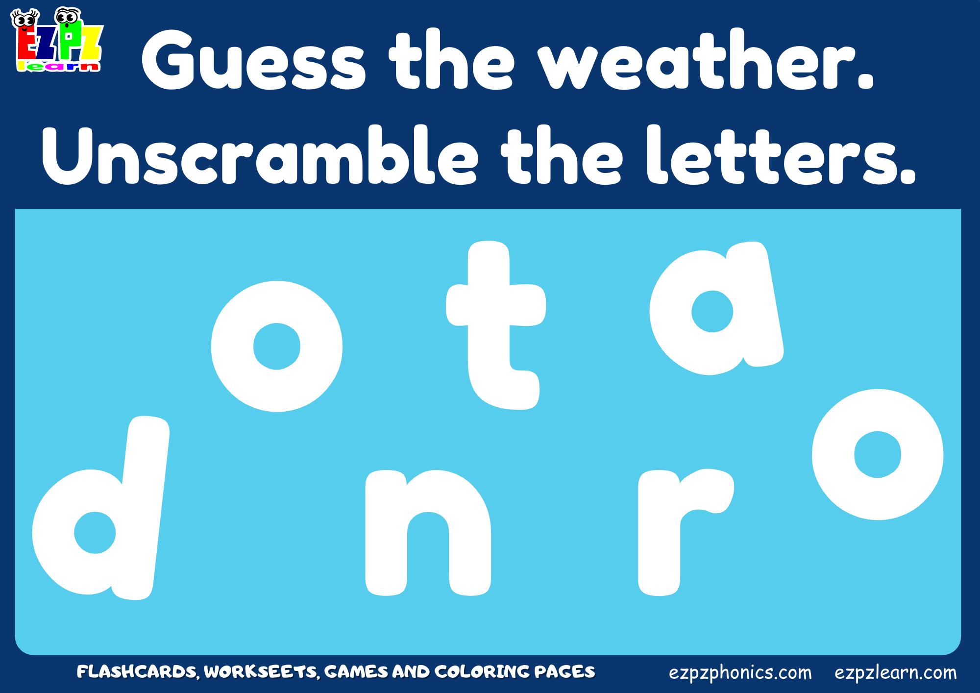 Weather Vocabulary Word Scramble Guessing Game. Great for kids and ...