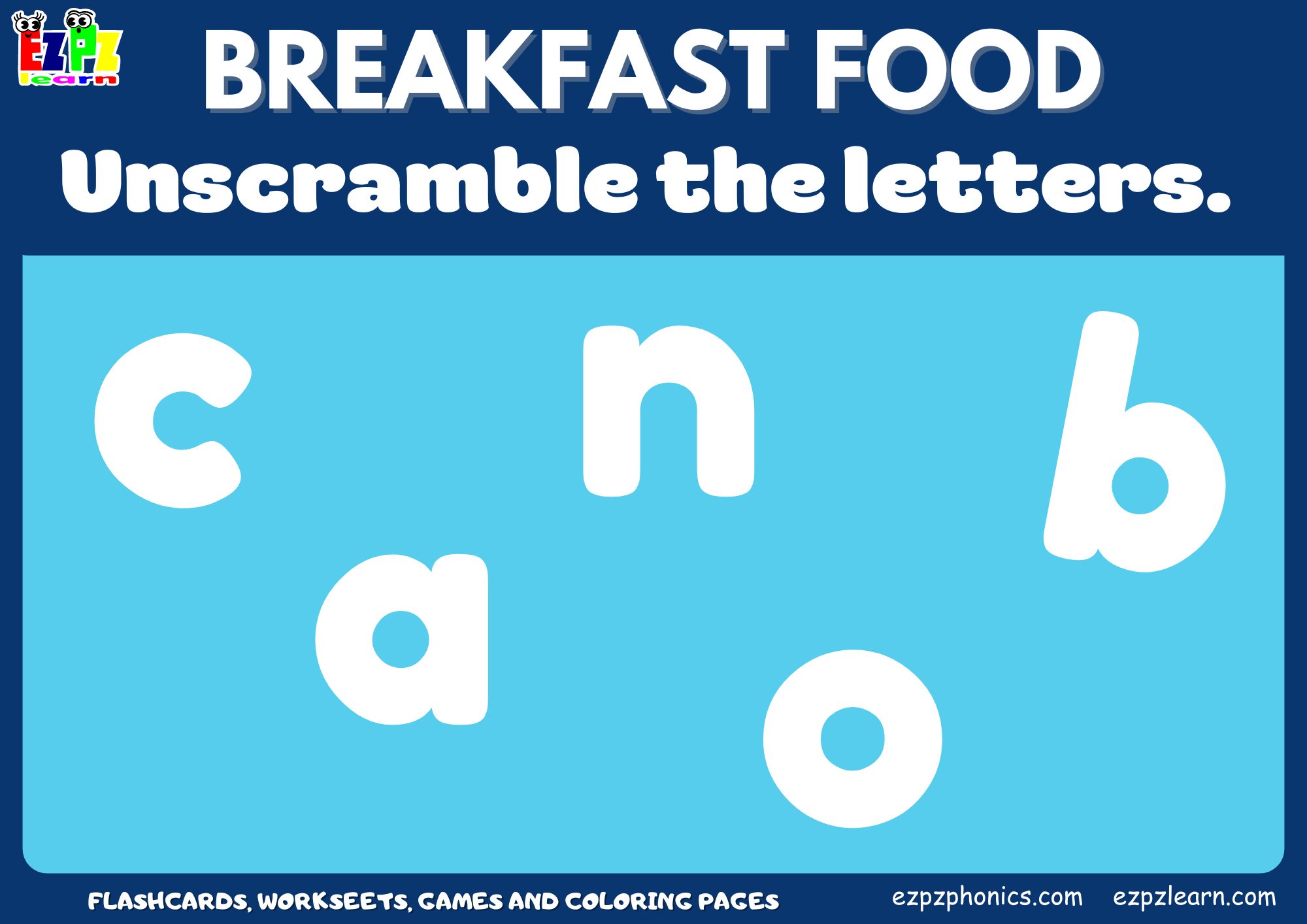 Breakfast Food Vocabulary Word Scramble Game. Great for kids and ...