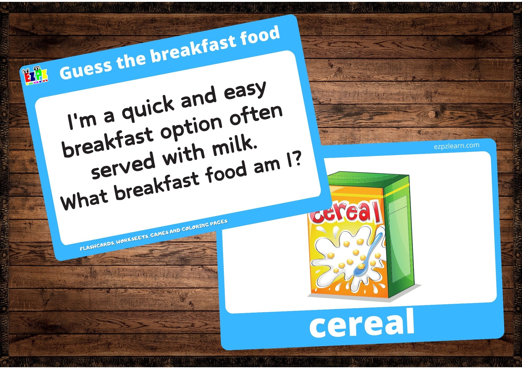 Breakfast Food Vocabulary Guessing Game for Kids. Read the clue then ...