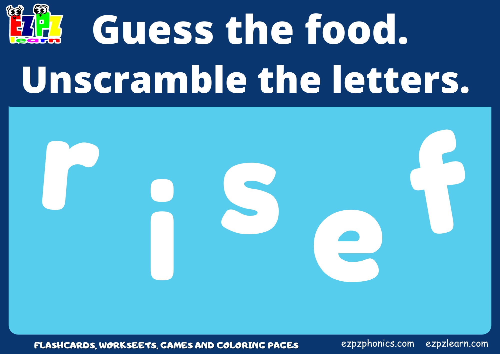 Food Vocabulary Word Scramble Guessing Game. Great for kids and English ...