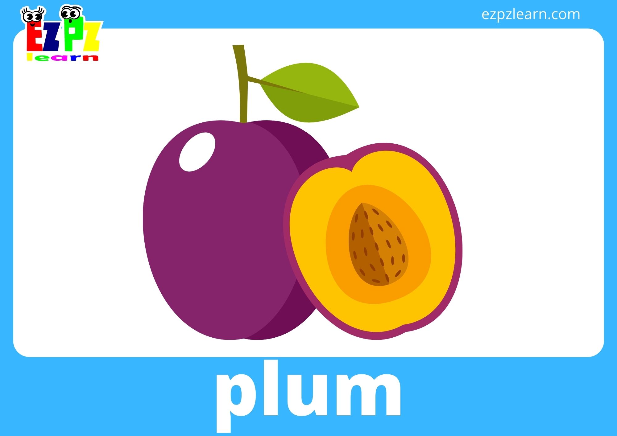 Fruit Flashcards with words use online or PDF download - Ezpzlearn.com