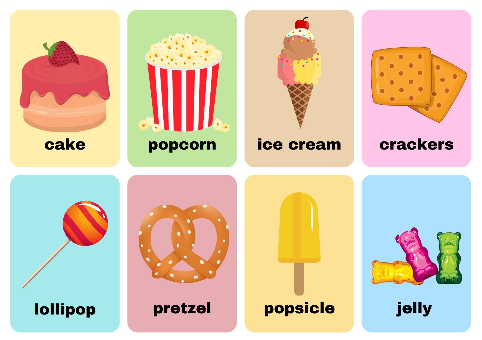 Snacks & Desserts Flashcards without words view online or free PDF ...