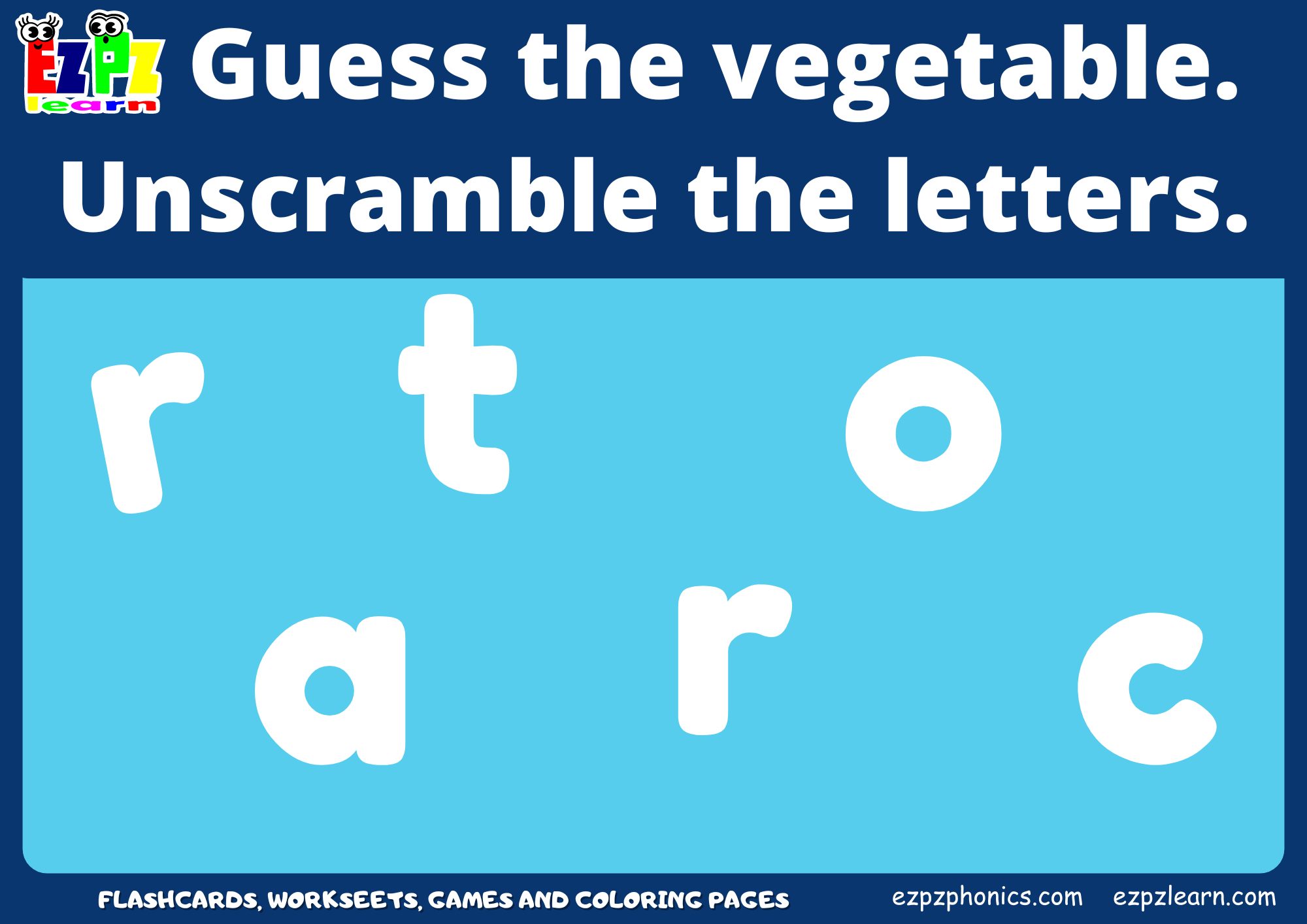 Vegetables Food Vocabulary Word Scramble Guessing Game. Great for kids ...