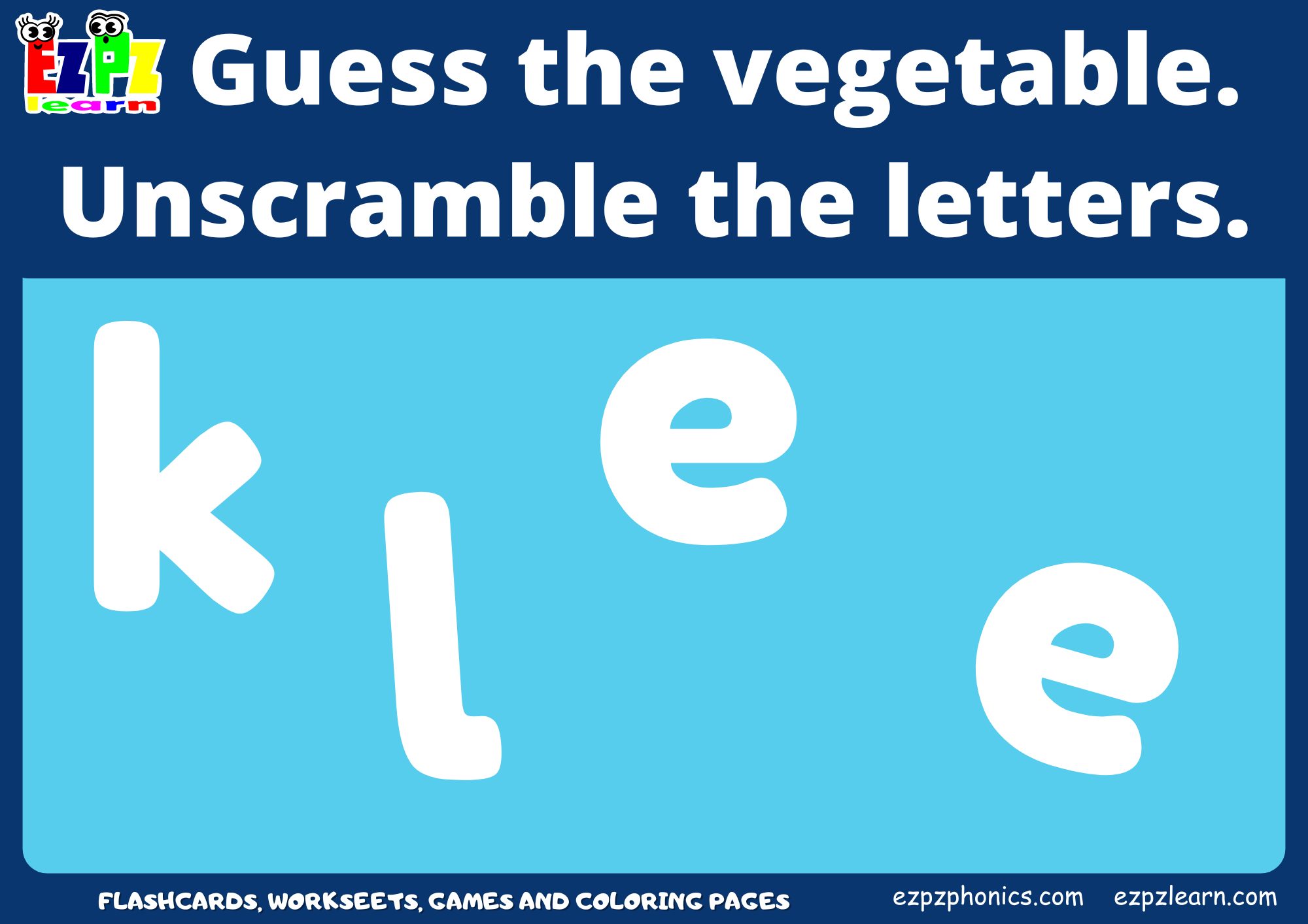 Vegetables Food Vocabulary Word Scramble Guessing Game. Great for kids ...